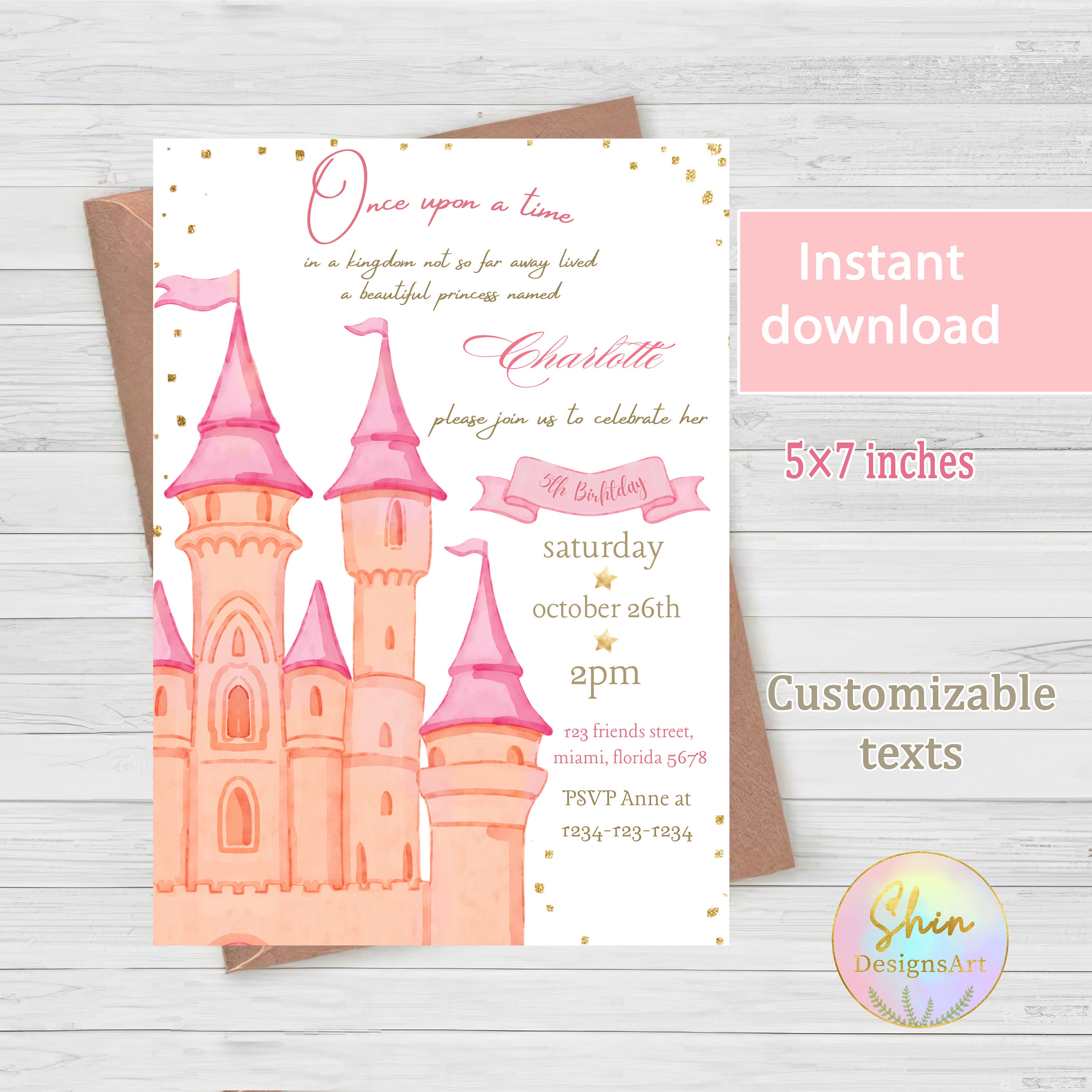 Princess Castle Invitation Template, Any Age Birthday Party Invite ...