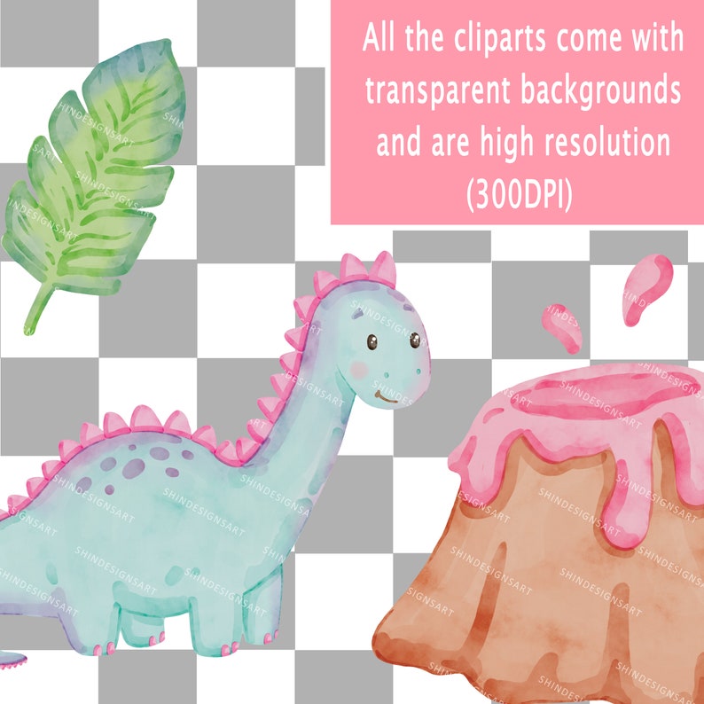 Watercolor Dinosaur Clipart Bundle: Pastel Baby Dino PNG (set of 23) - Etsy