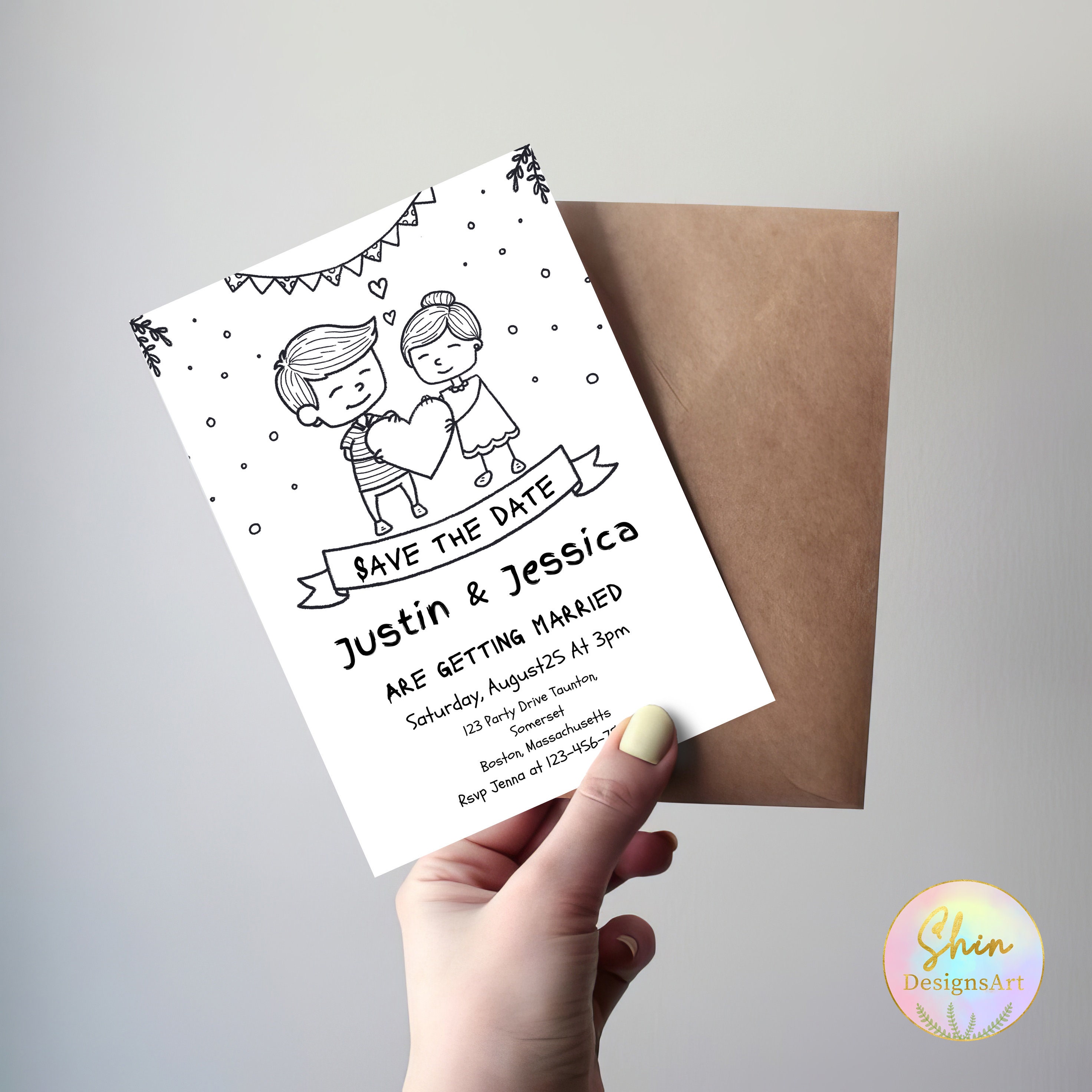 Editable Wedding Template, Marriage Handwritten Invitation, Whimsical ...