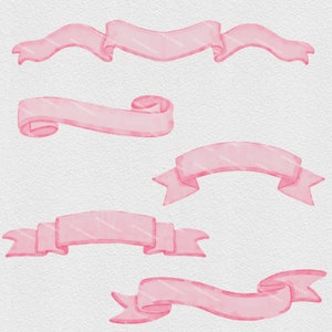Watercolor Pink Bows & Ribbons Clipart Set (digital Download) - Etsy