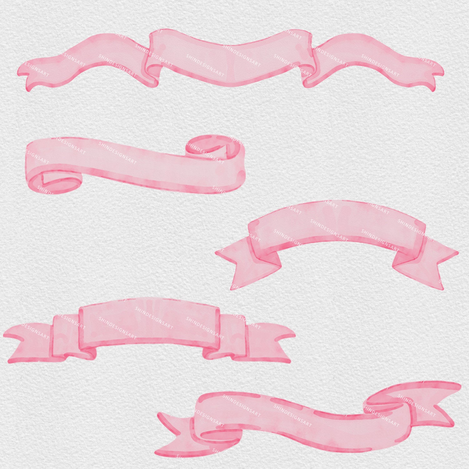 Watercolor Pink Bows & Ribbons Clipart Set (digital Download) - Etsy