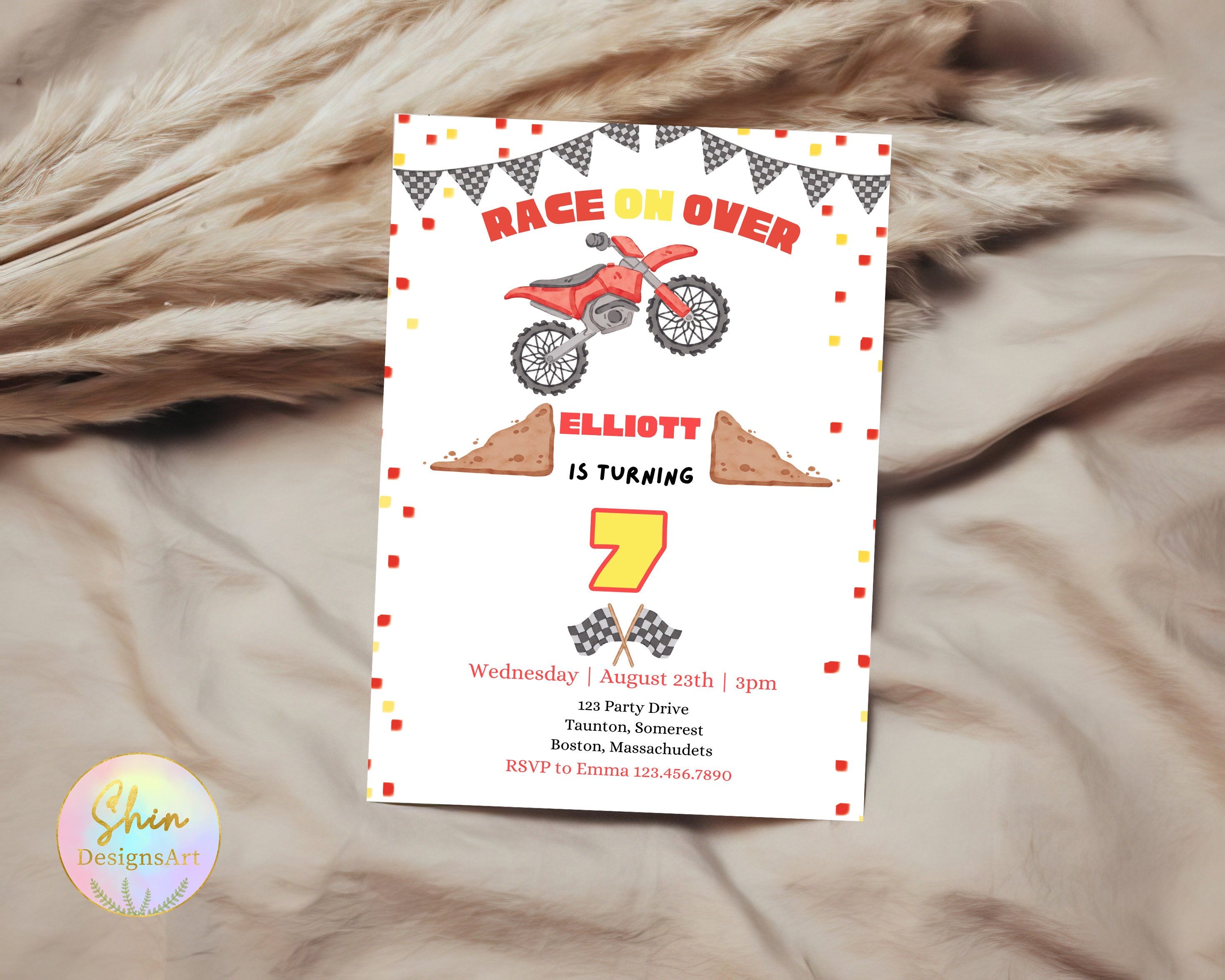 Dirt Bike Birthday Party Invitation, Motocross Off-road Motorbike ...