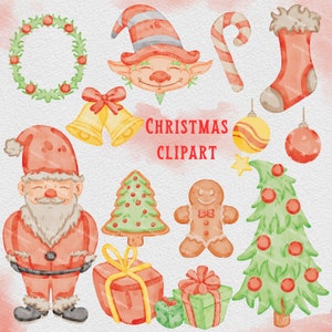 Watercolor Christmas Clipart, Printable Christmas Bundle Clip Art ...