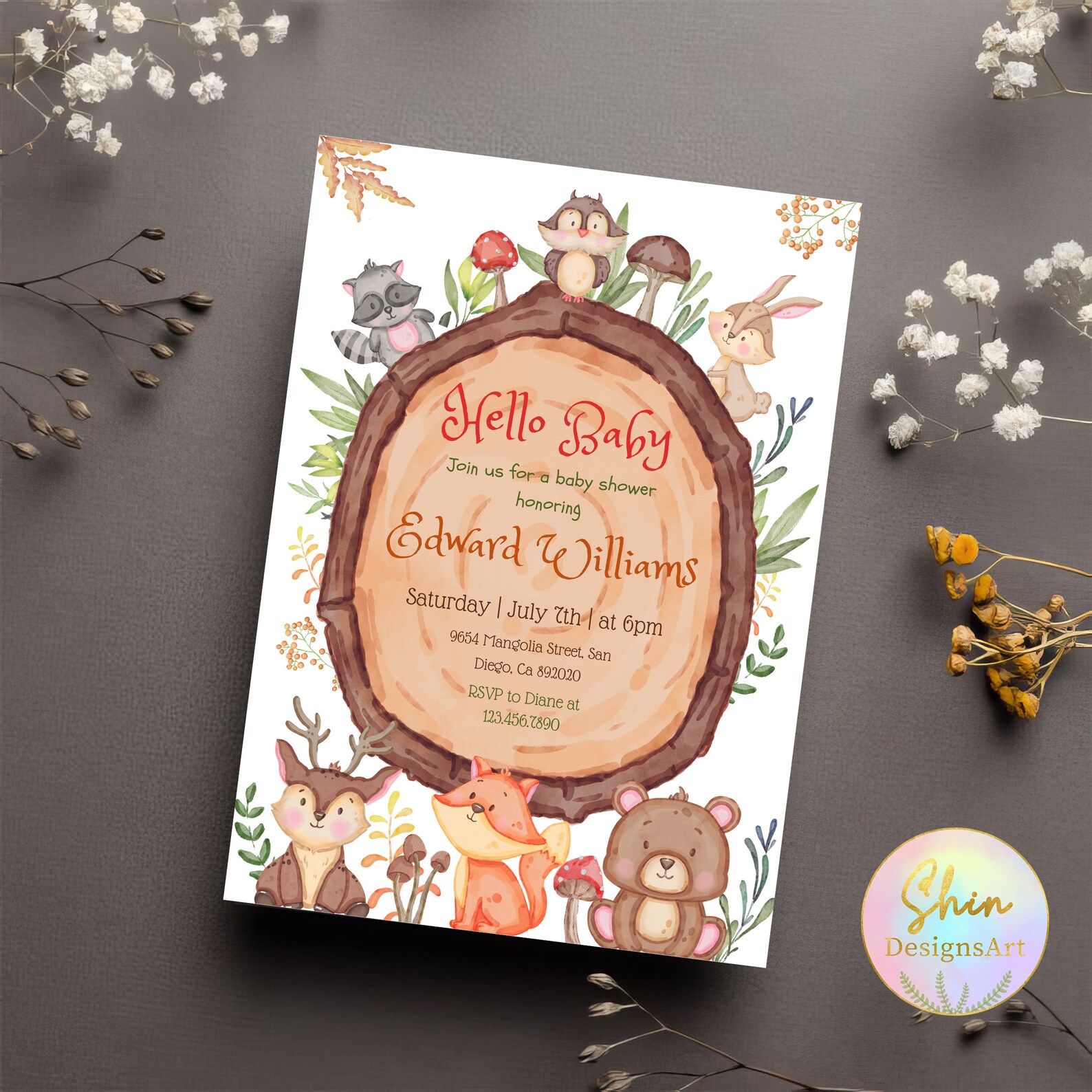 Cute Woodland Animals Invitation Card, Downloadable Forest Animal ...