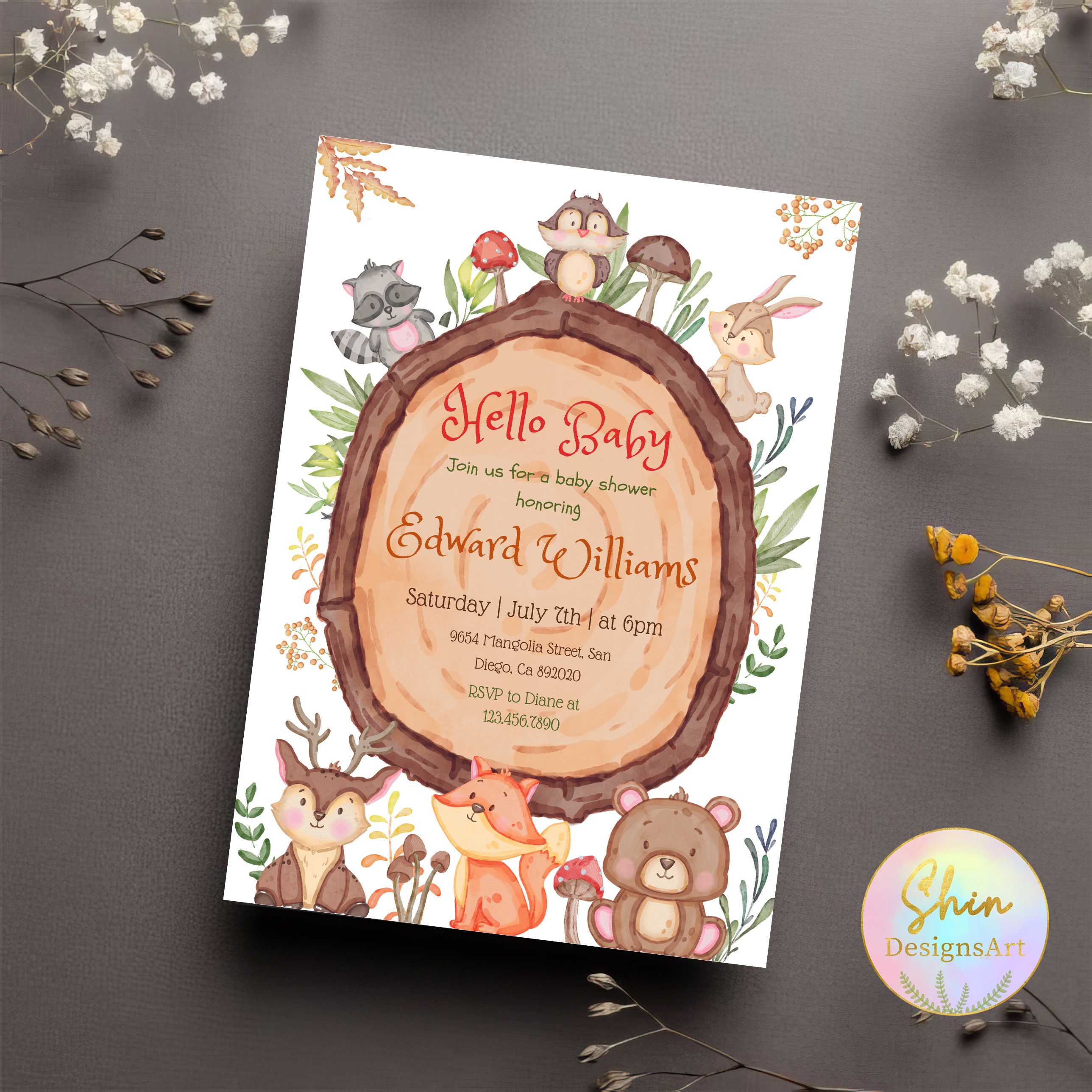 Cute Woodland Animals Invitation Card, Downloadable Forest Animal ...