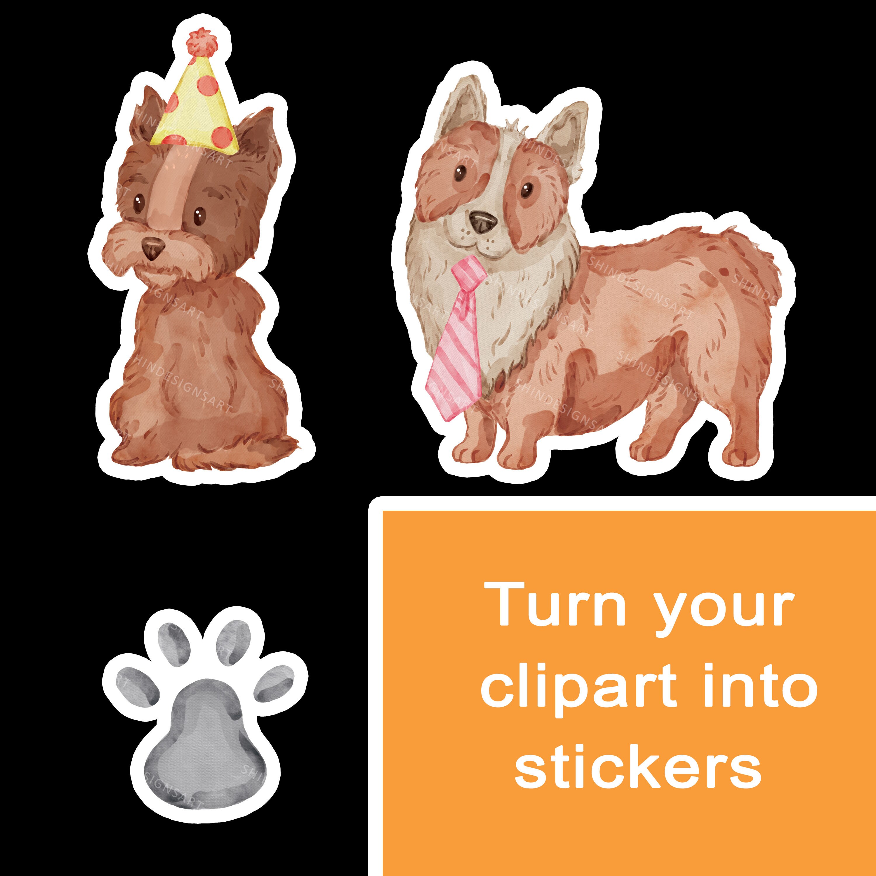 Digital Dog Clipart, Family Pet Clip Art, Instant Download, Watercolor ...