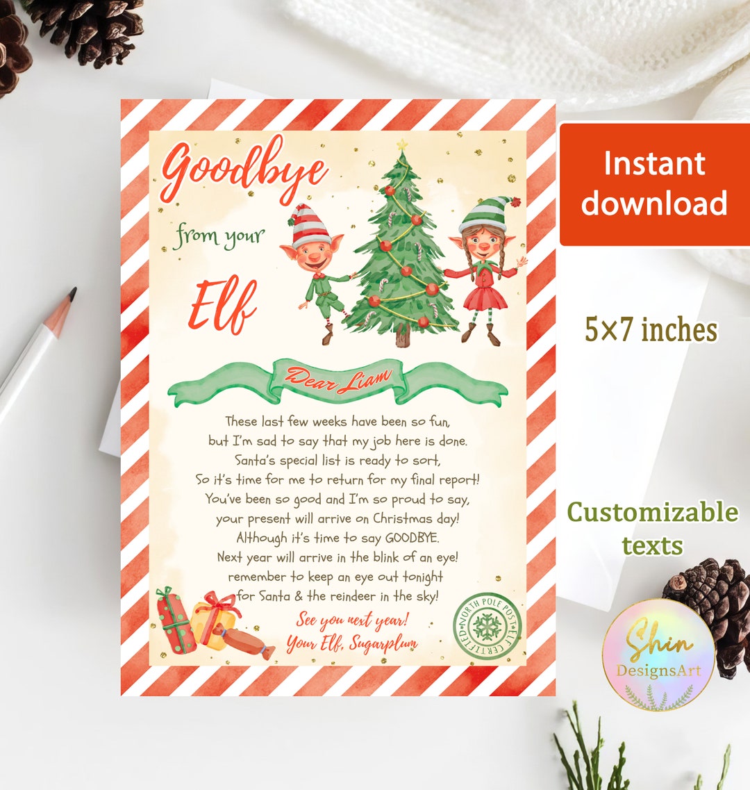 Editable Goodbye Letter From Elf, Christmas Elf Departure Note ...