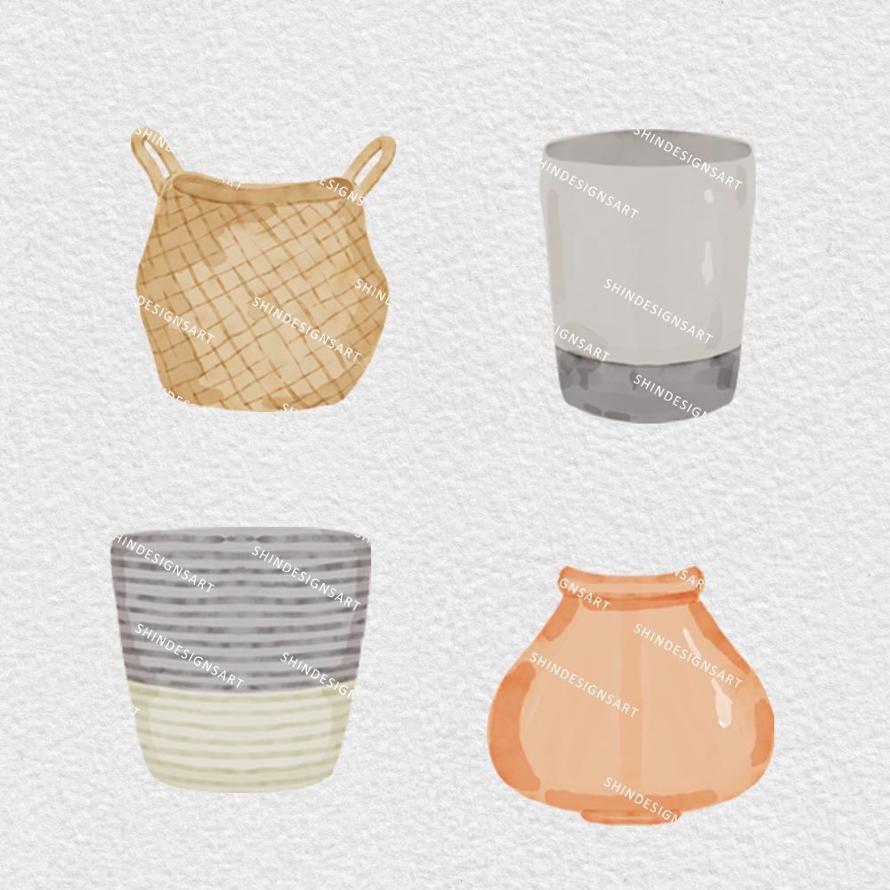 Watercolor Boho House Plant Clipart, Hand Drawn Home Plants Bundle ...