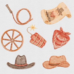 Watercolor Cowboy Clipart, Desert Images, Wild West Illustrations ...