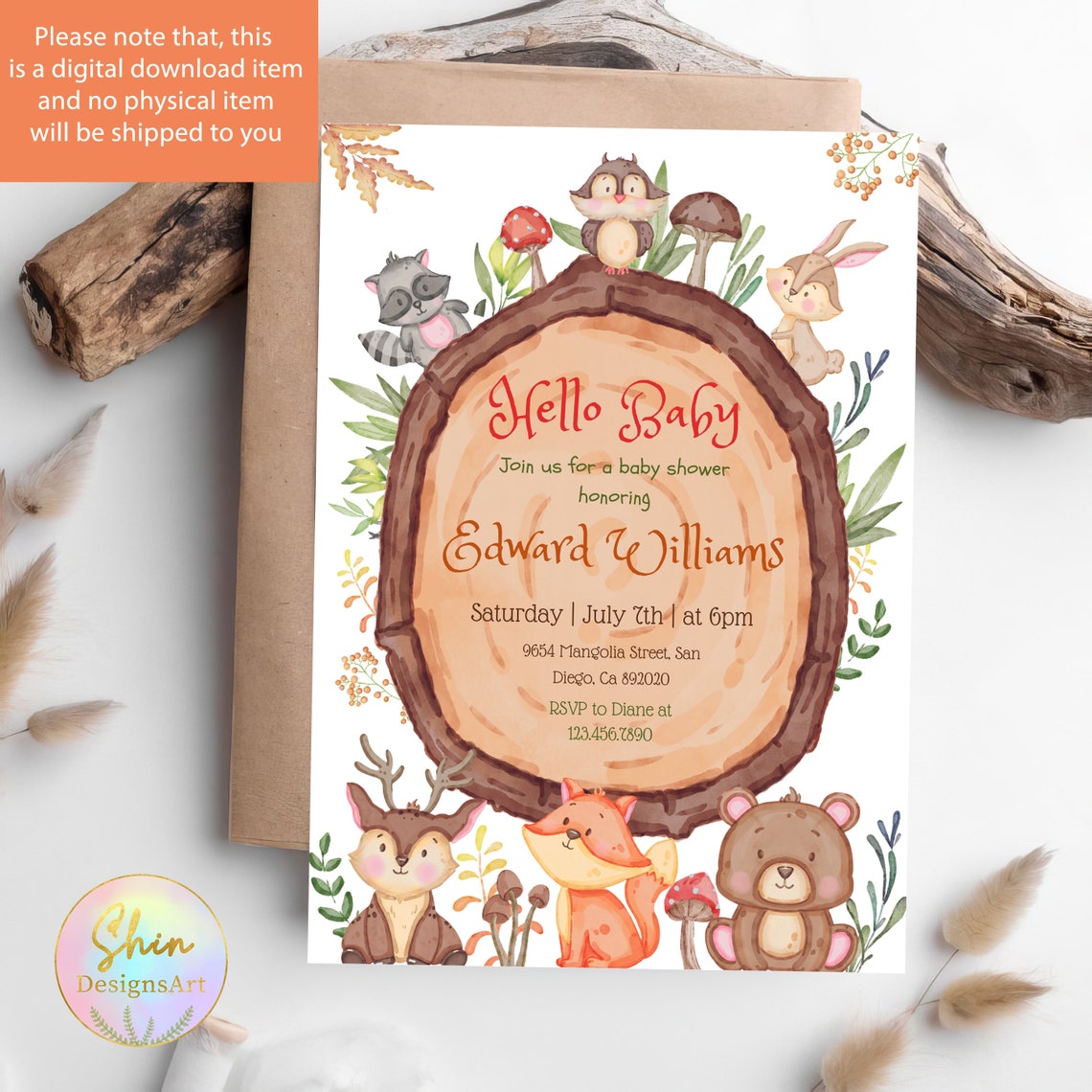 Cute Woodland Animals Invitation Card, Downloadable Forest Animal ...