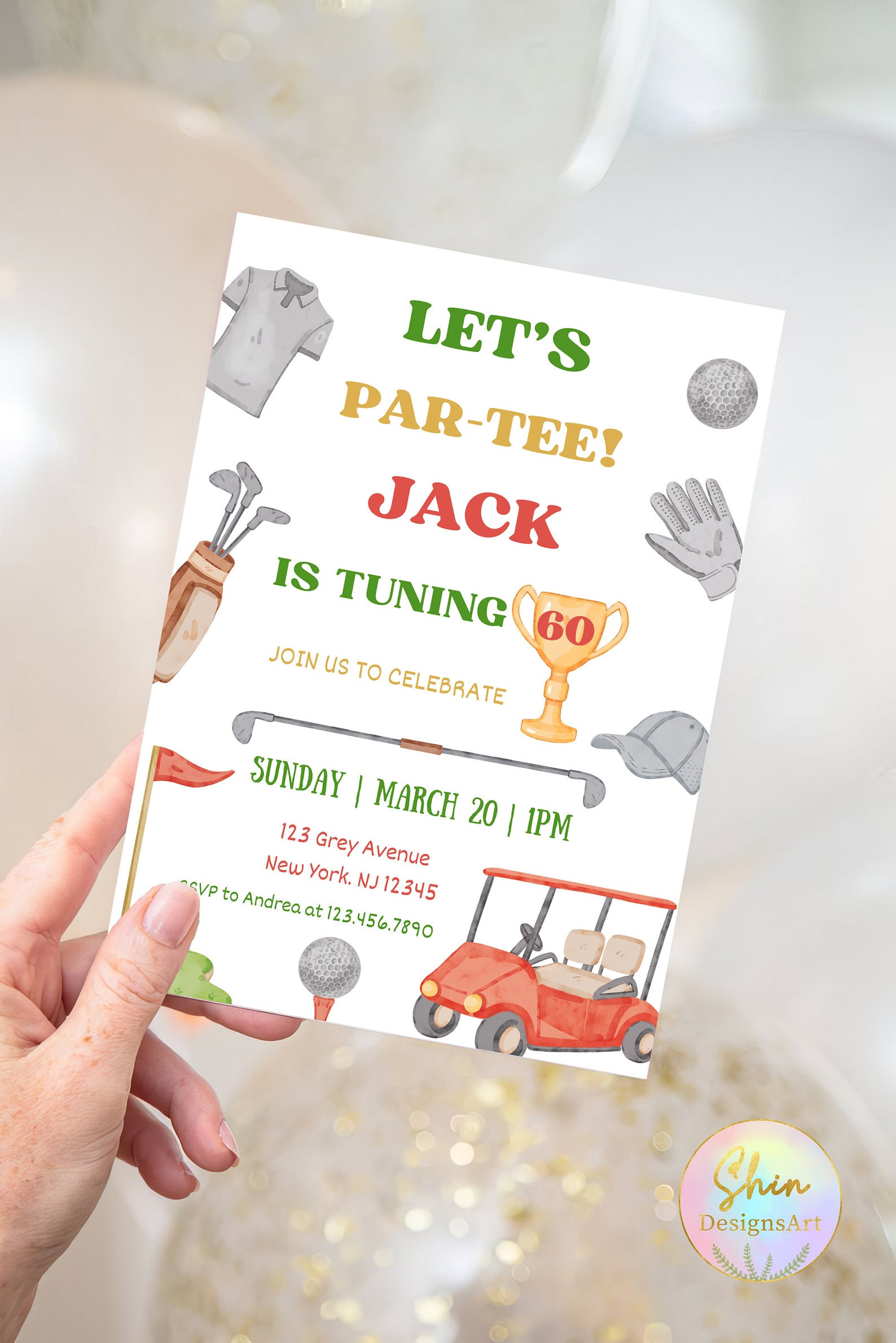 Golf Birthday Invitation, Mini Golf Invite, Adult Birthday Party, Green ...