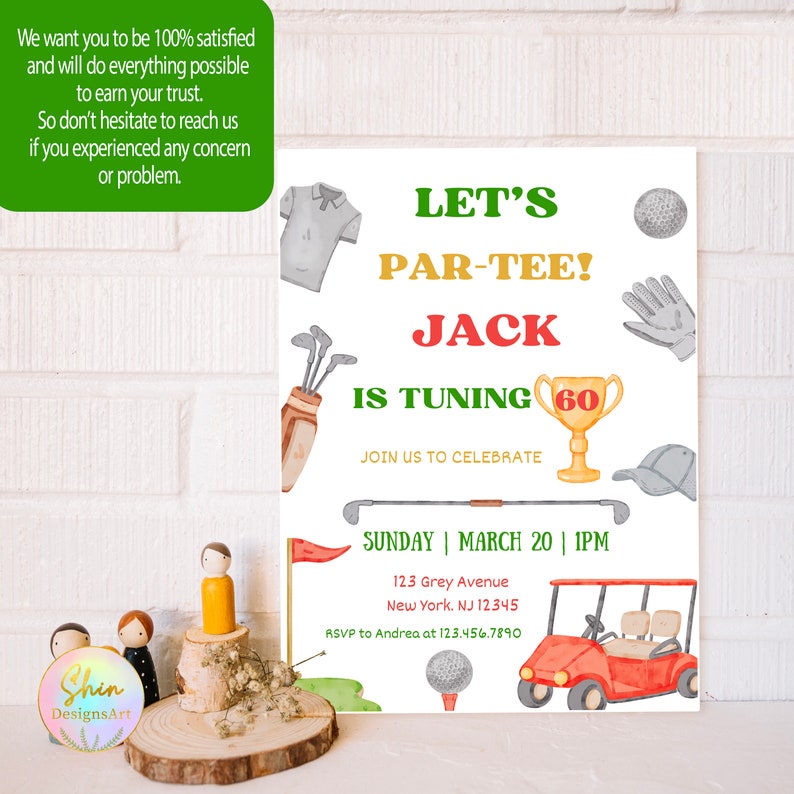 Golf Birthday Invitation, Mini Golf Invite, Adult Birthday Party, Green ...