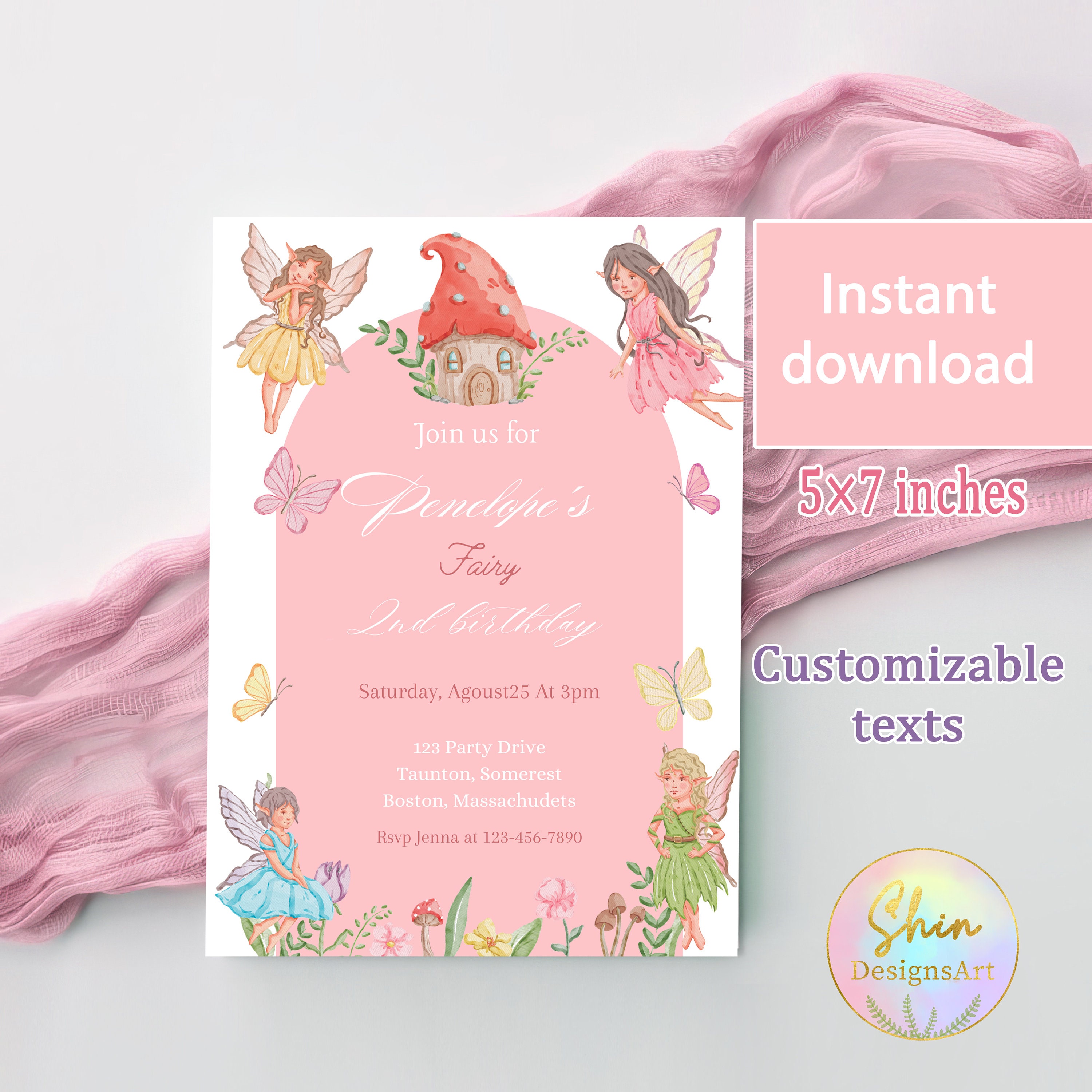 Editable Fairy Tale Birthday Invitation Card, 2nd Party Invites for ...
