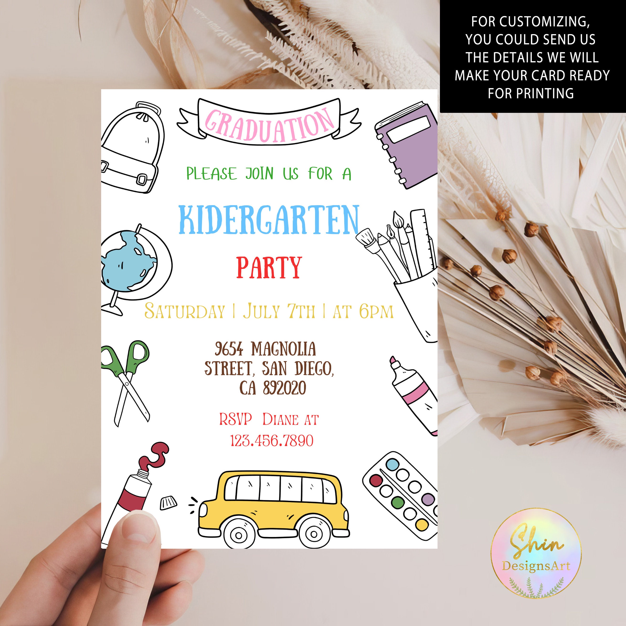 Editable School Party Invitation, Graduation Celebration Invite ...