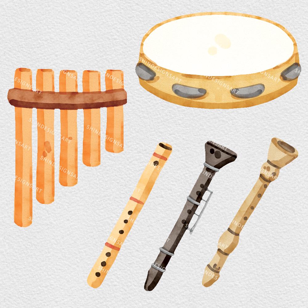 Watercolor Musical Instruments Clipart: Orchestra Art, PNG Download - Etsy