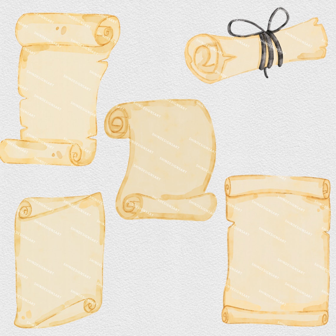 Watercolor Paper Scrolls Clipart: Vintage Parchment Banners (digital ...