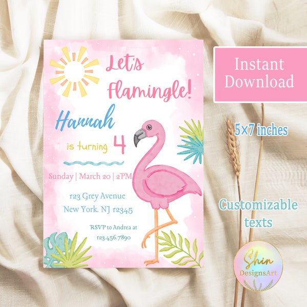 Personalised Flamingo Party Invitations - Etsy