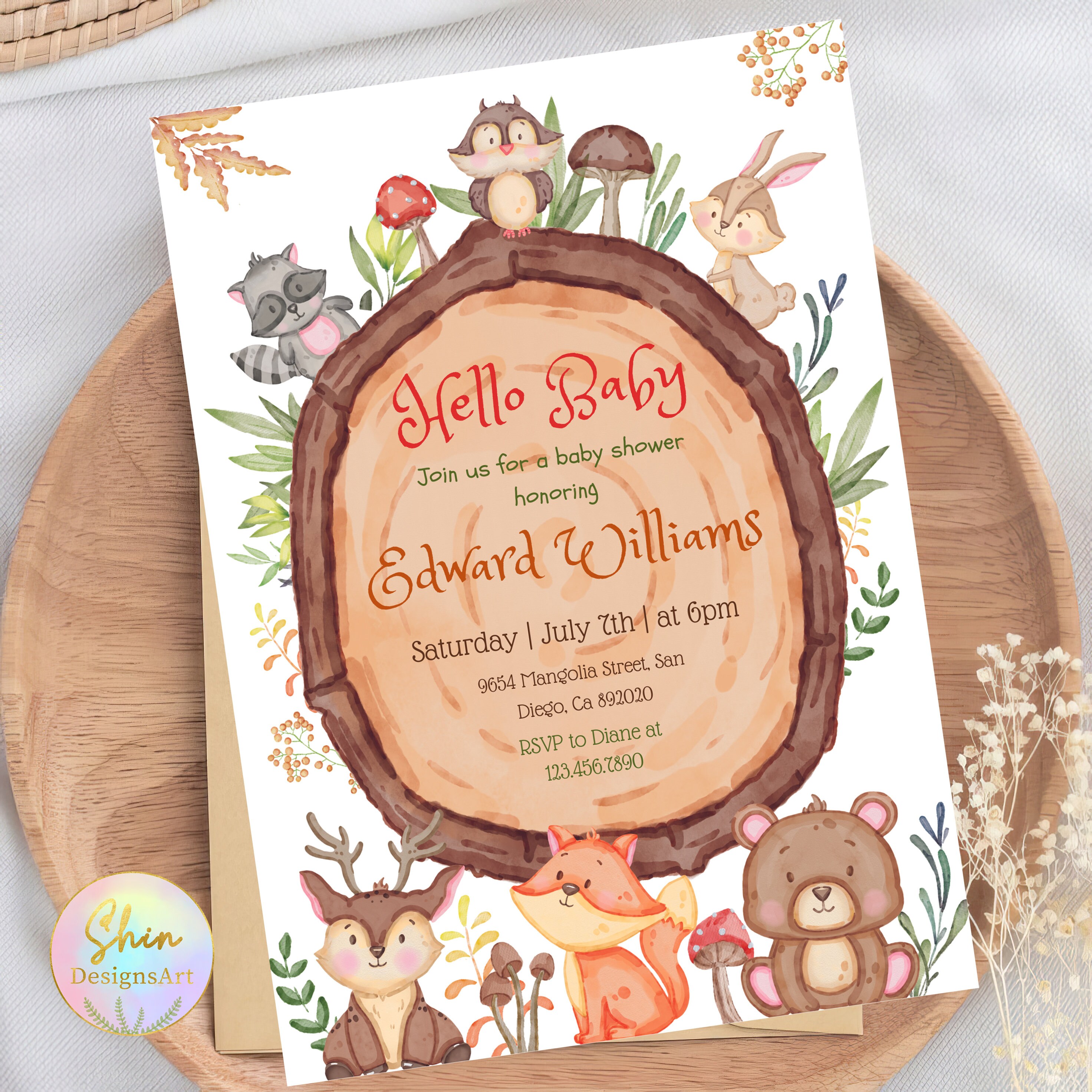 Cute Woodland Animals Invitation Card, Downloadable Forest Animal ...