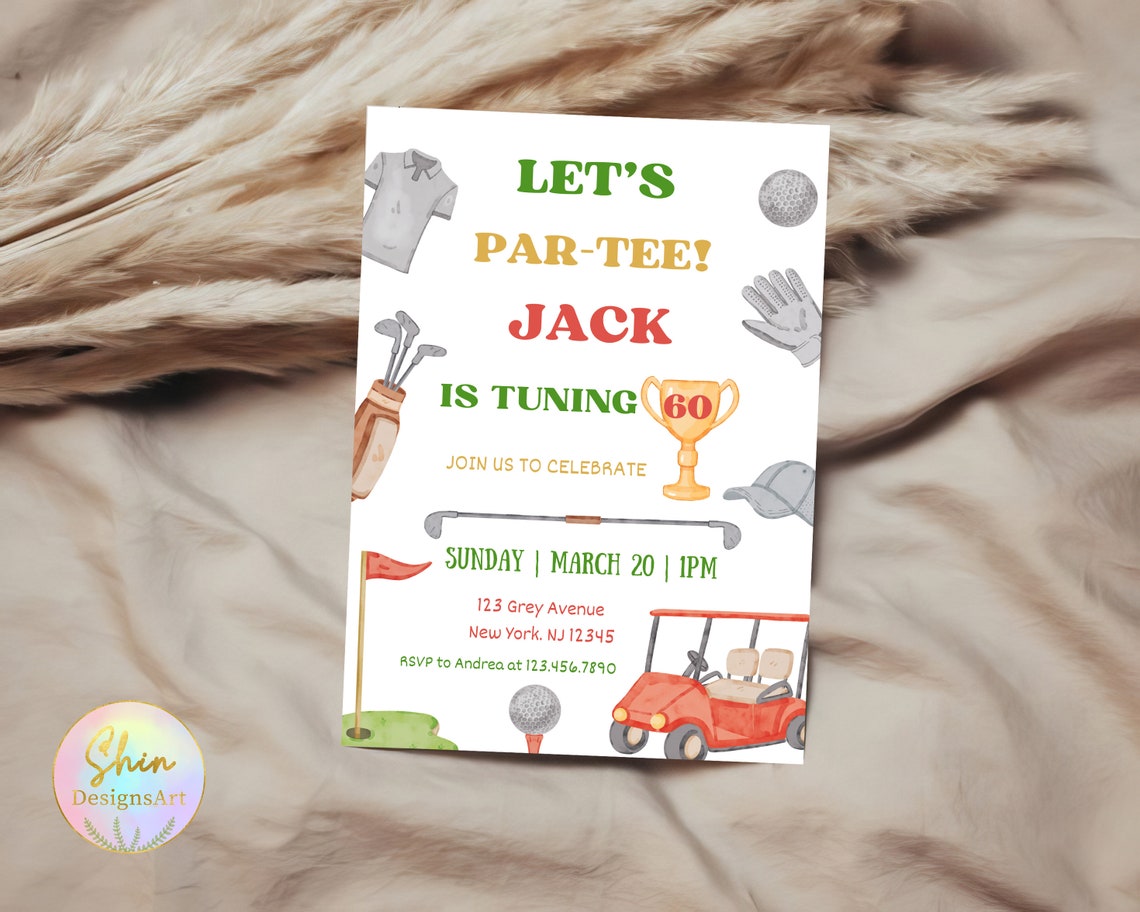 Golf Birthday Invitation, Mini Golf Invite, Adult Birthday Party, Green ...