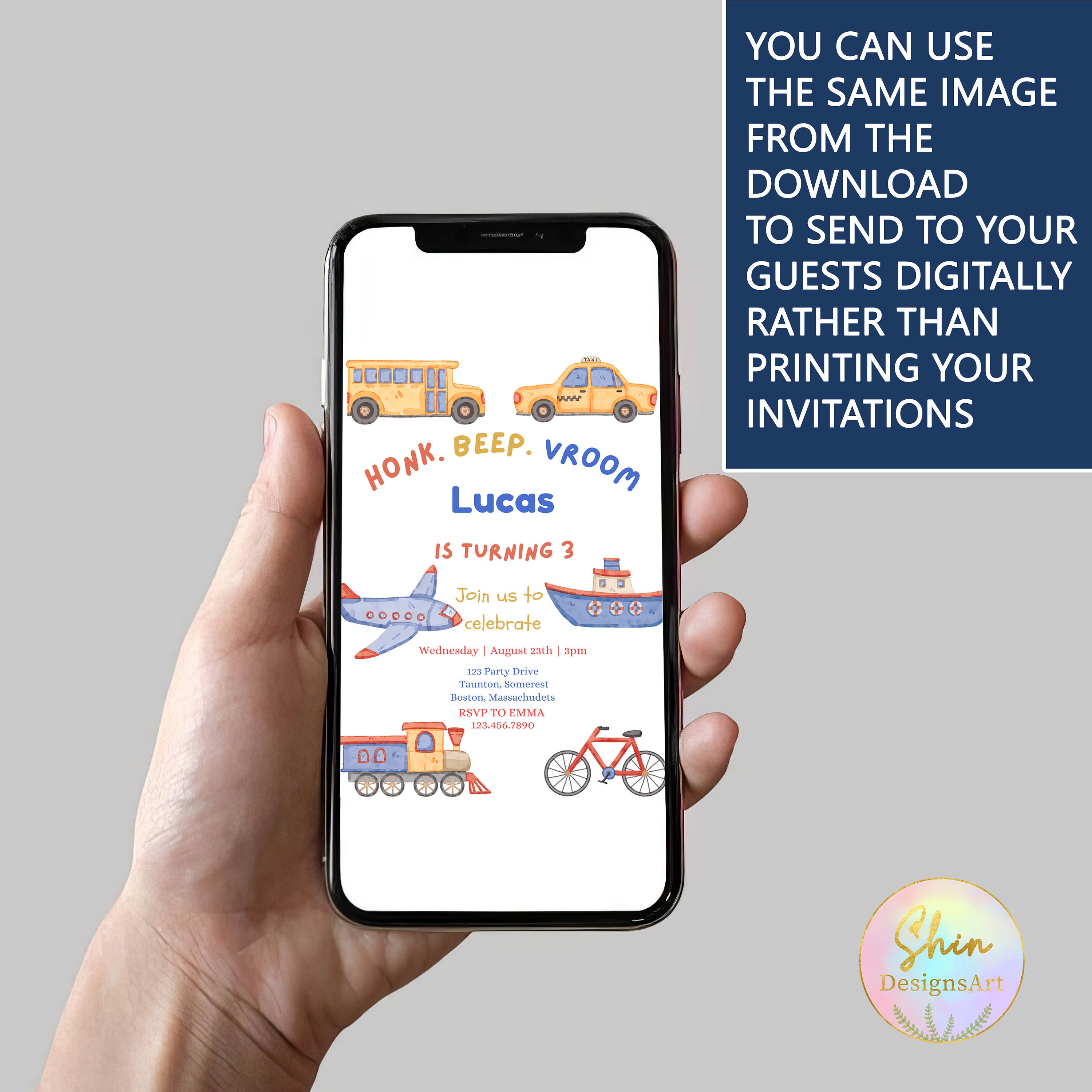 Editable Transportation Birthday Invitation, Kids Vehicle Party Invite ...