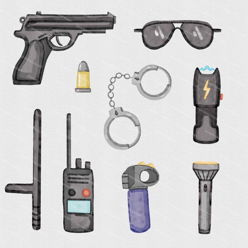 Police Clipart Bundle, Watercolor Theme Policeman Designs, Girl/boy ...