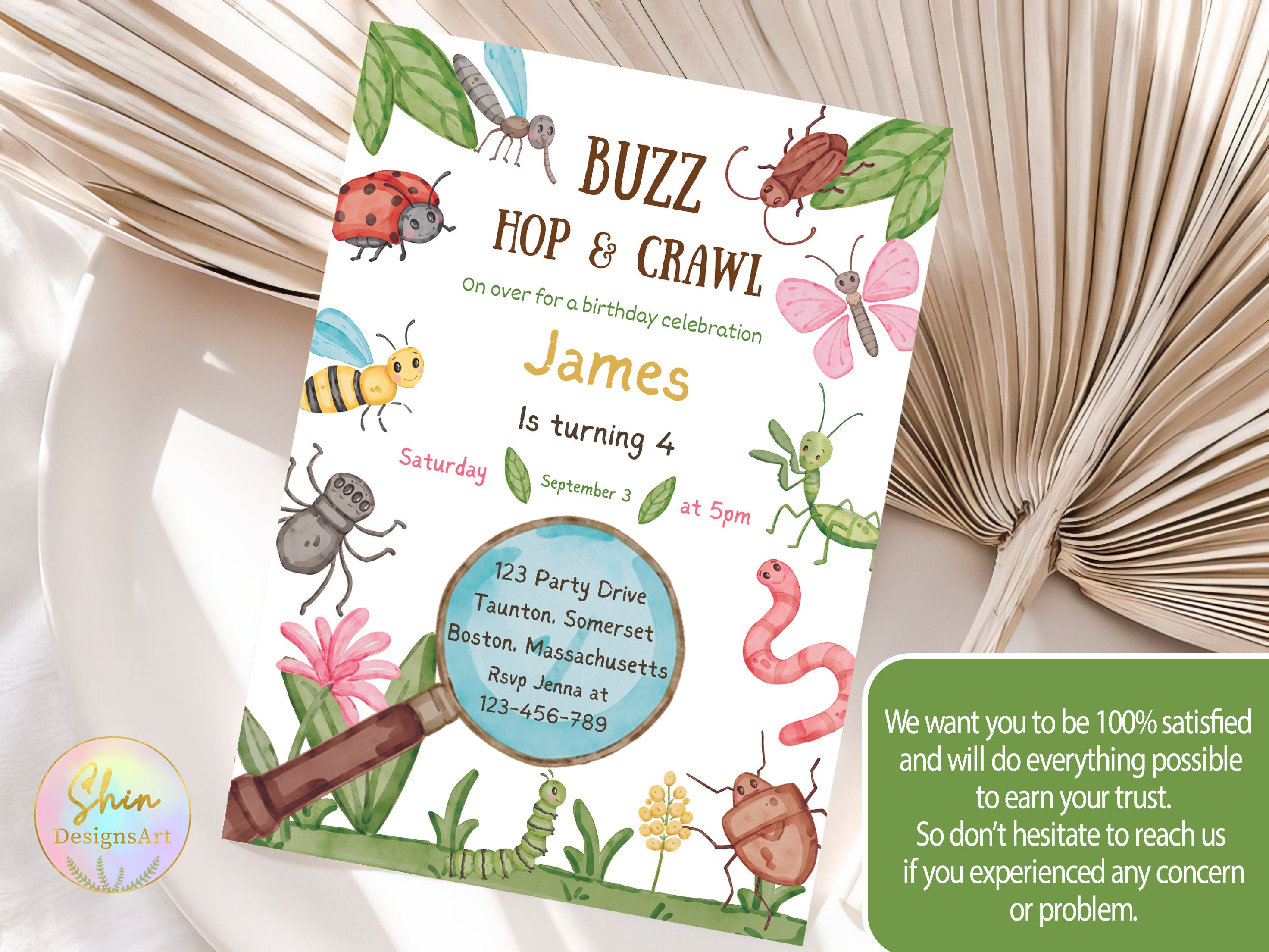 Bug Invitation for Boys, Insect Birthday Party, Out Door Nature ...