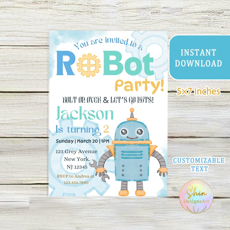 Robot Birthday Card - Etsy