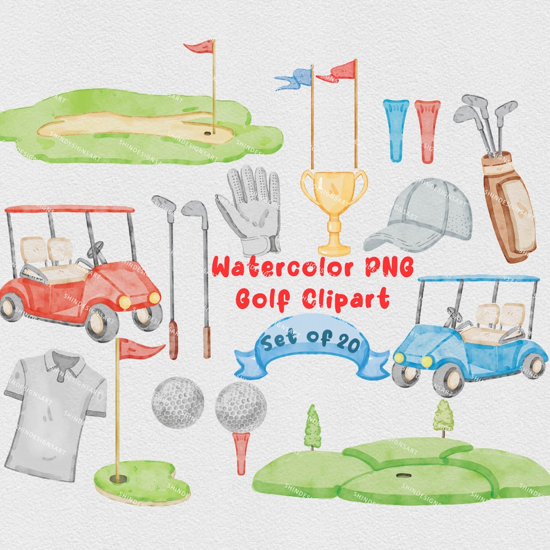 Watercolor Golf Clipart: Sports PNG Images (digital Download) - Etsy