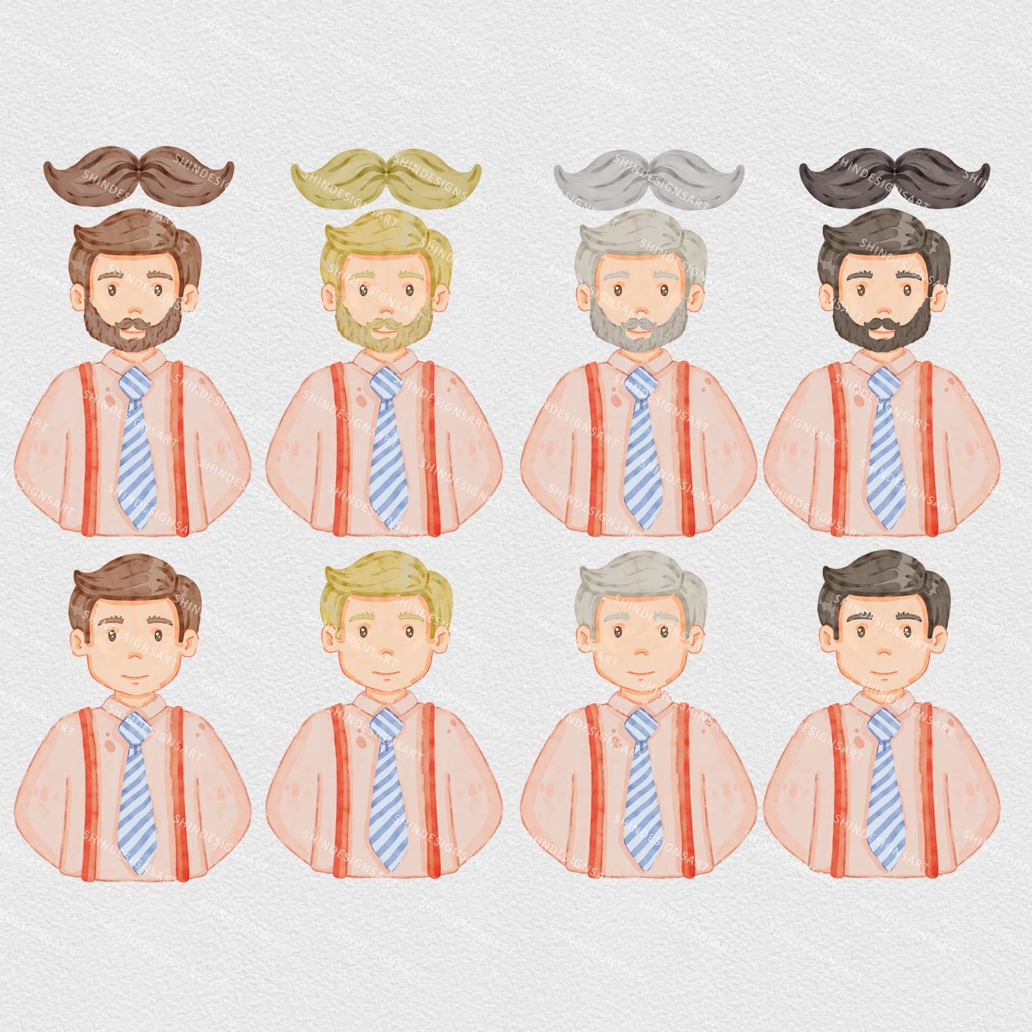 Watercolor Father's Day Clipart Bundle: Hand-drawn Dad Illustrations ...