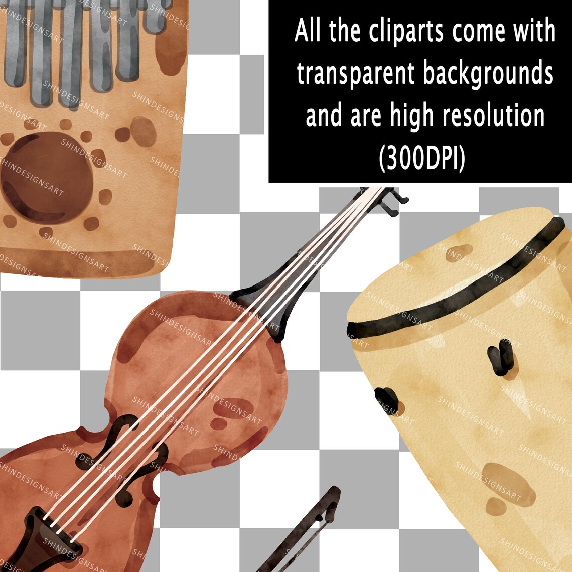 Watercolor Musical Instruments Clipart: Orchestra Art, PNG Download - Etsy