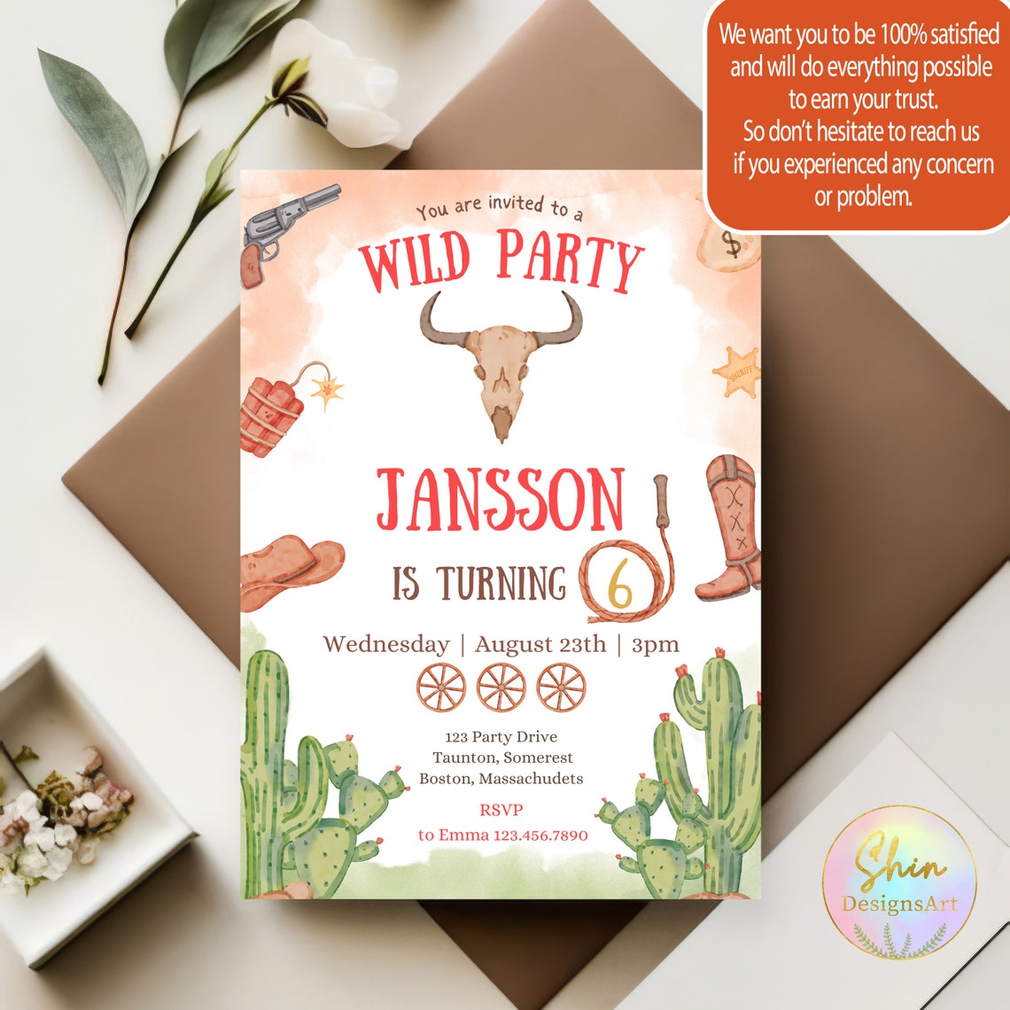 Editable Cowboy Birthday Invitation: Wild West Ranch Theme (digital ...
