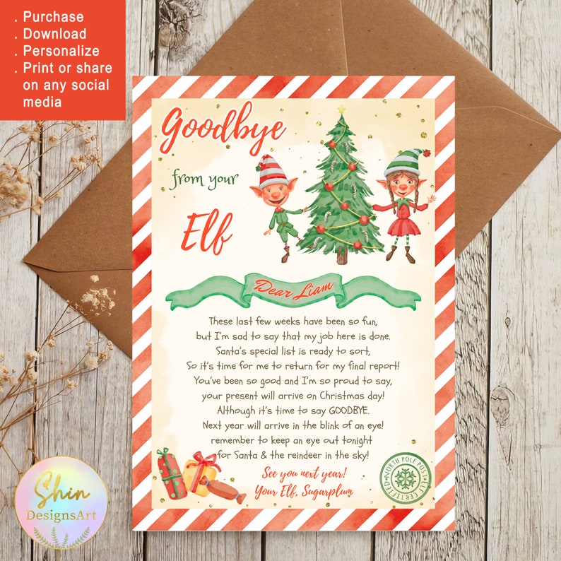 Editable Elf Goodbye Letter: Personalized Christmas Farewell (PDF) - Etsy