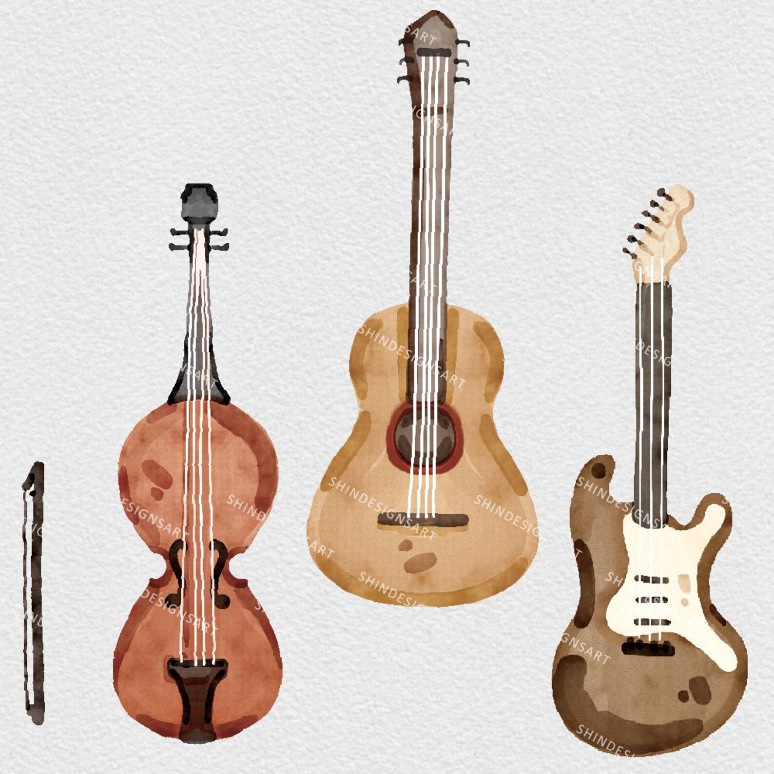 Watercolor Musical Instruments Clipart: Orchestra Art, PNG Download - Etsy