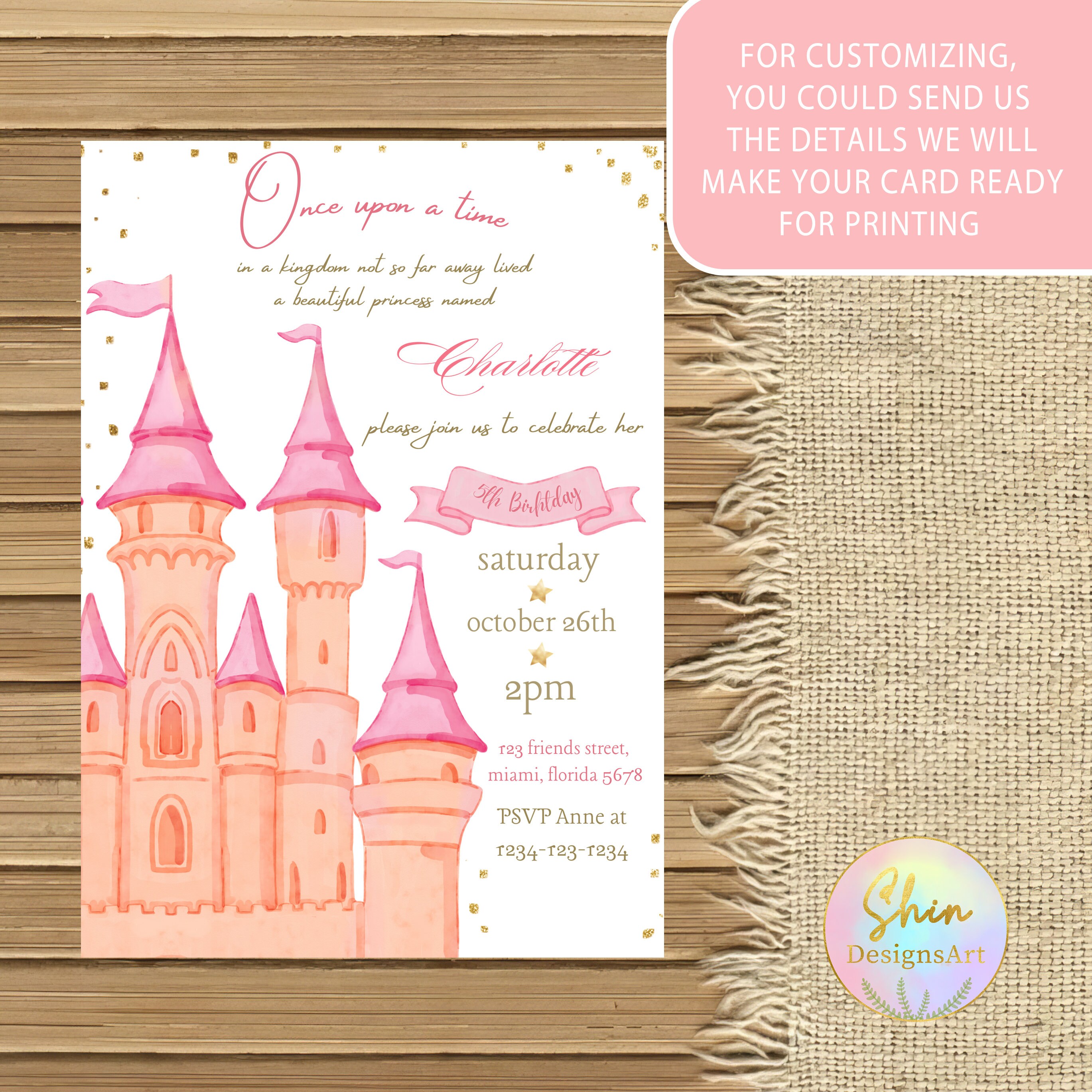 Princess Castle Invitation Template, Any Age Birthday Party Invite ...
