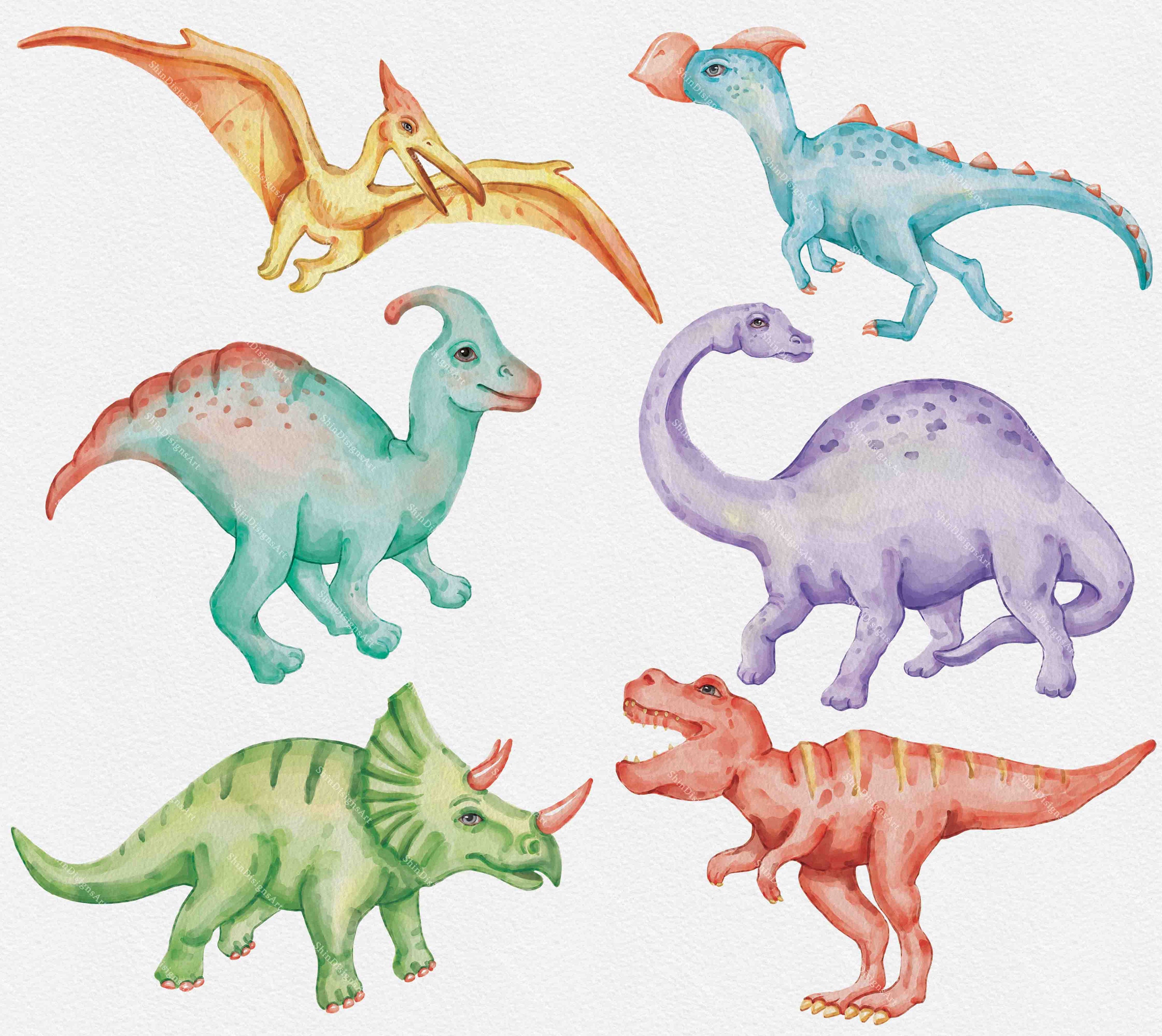 Watercolor Dinosaur Clipart: T-rex PNG Bundle (digital Download) - Etsy