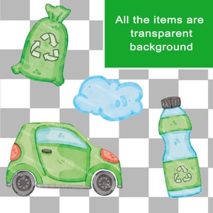 Earth Day Clipart Bundle, Transparent Background Images, Watercolor ...