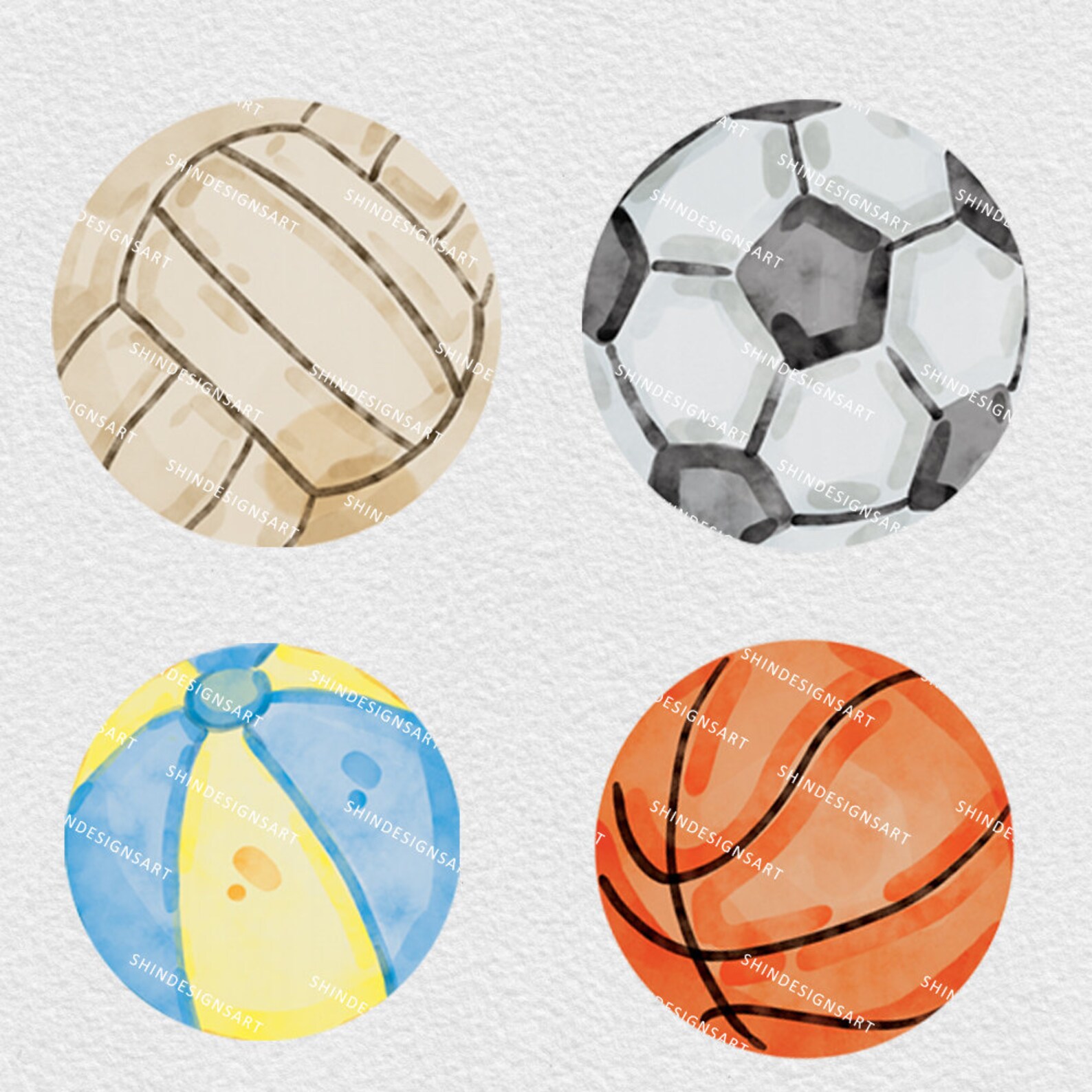 Watercolor Sports Balls Clipart , Digital Download, Printable Sport ...