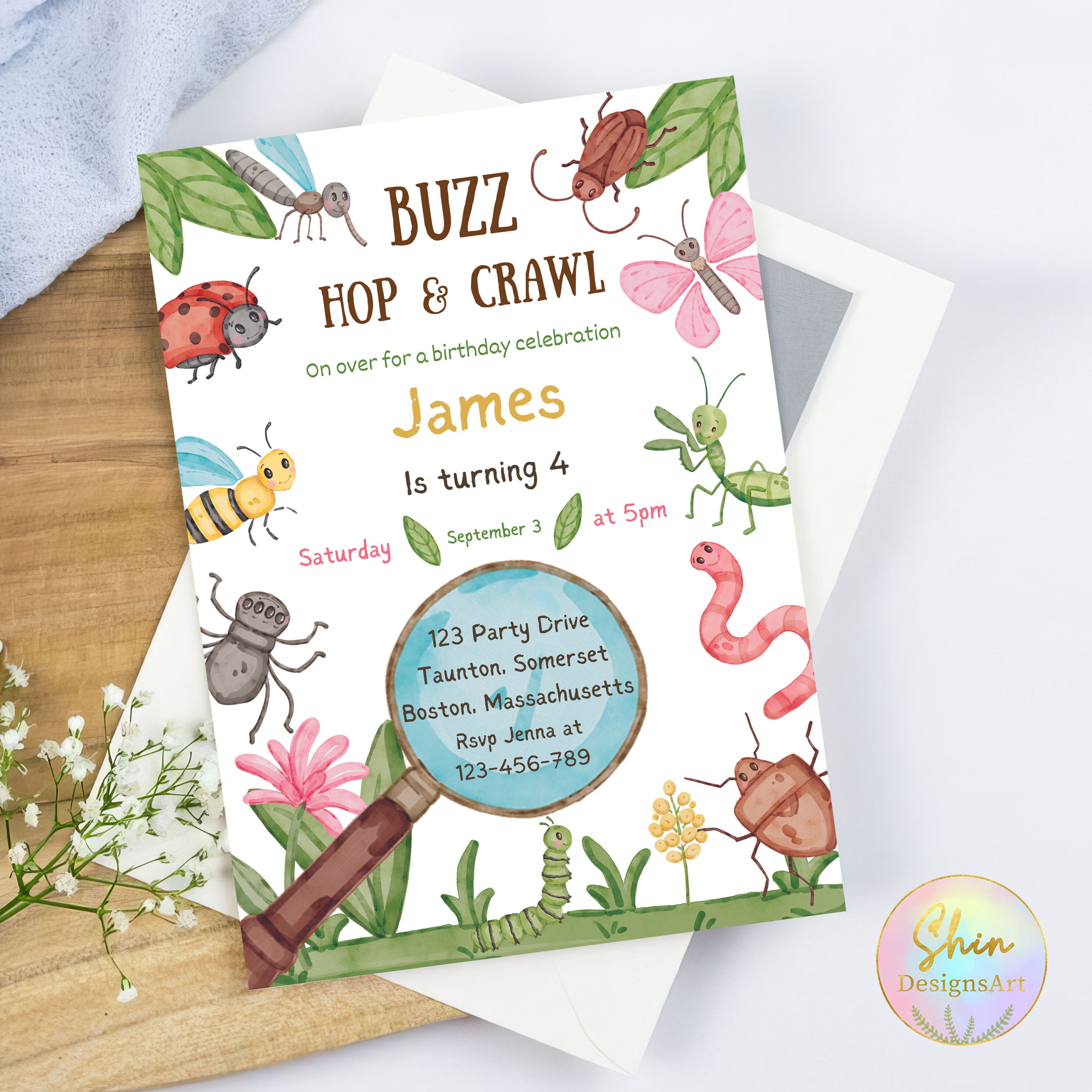 Bug Invitation for Boys, Insect Birthday Party, Out Door Nature ...