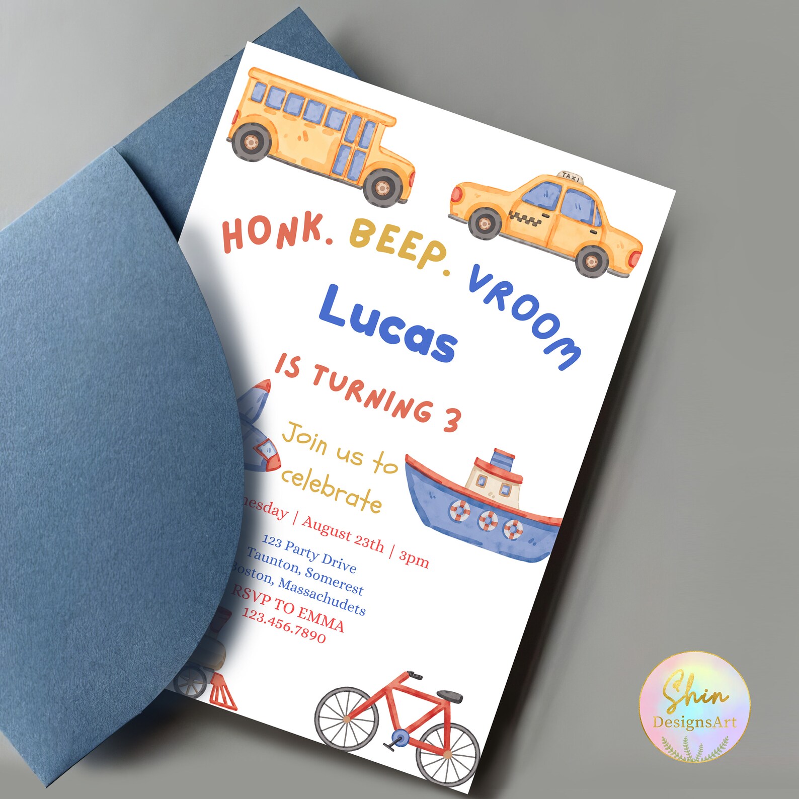 Editable Transportation Birthday Invitation, Kids Vehicle Party Invite ...