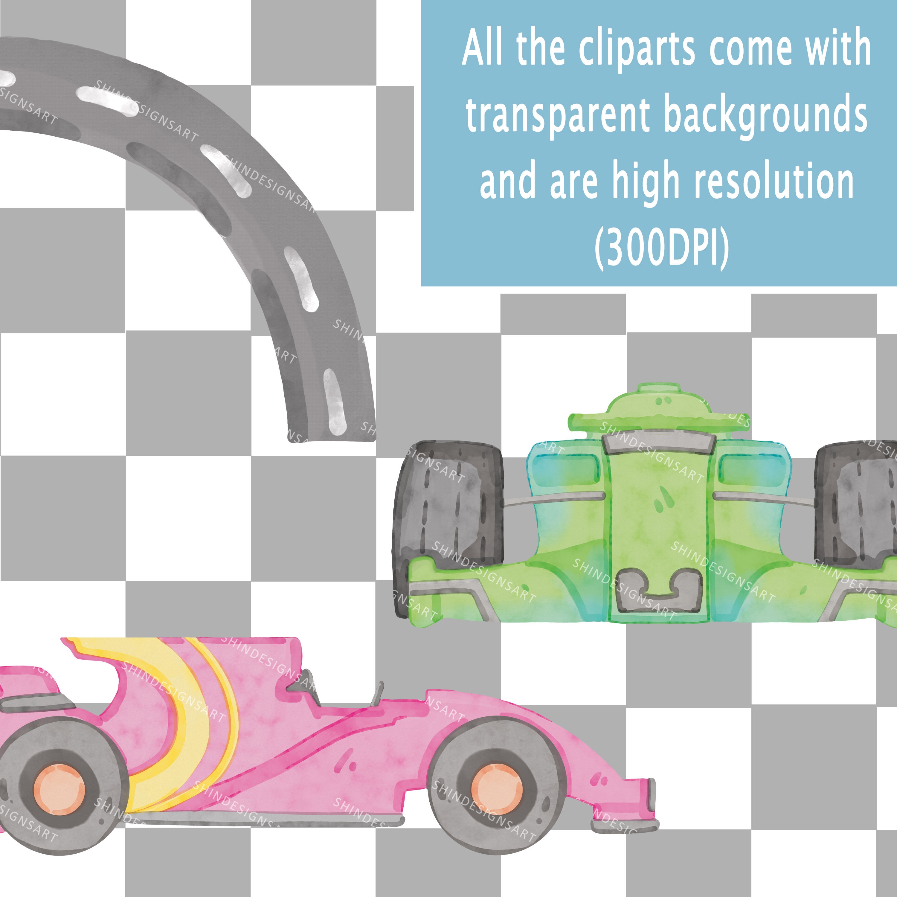 Modern Watercolor Racing Cars, Race Cars Clip Art Bundle, Racecar ...