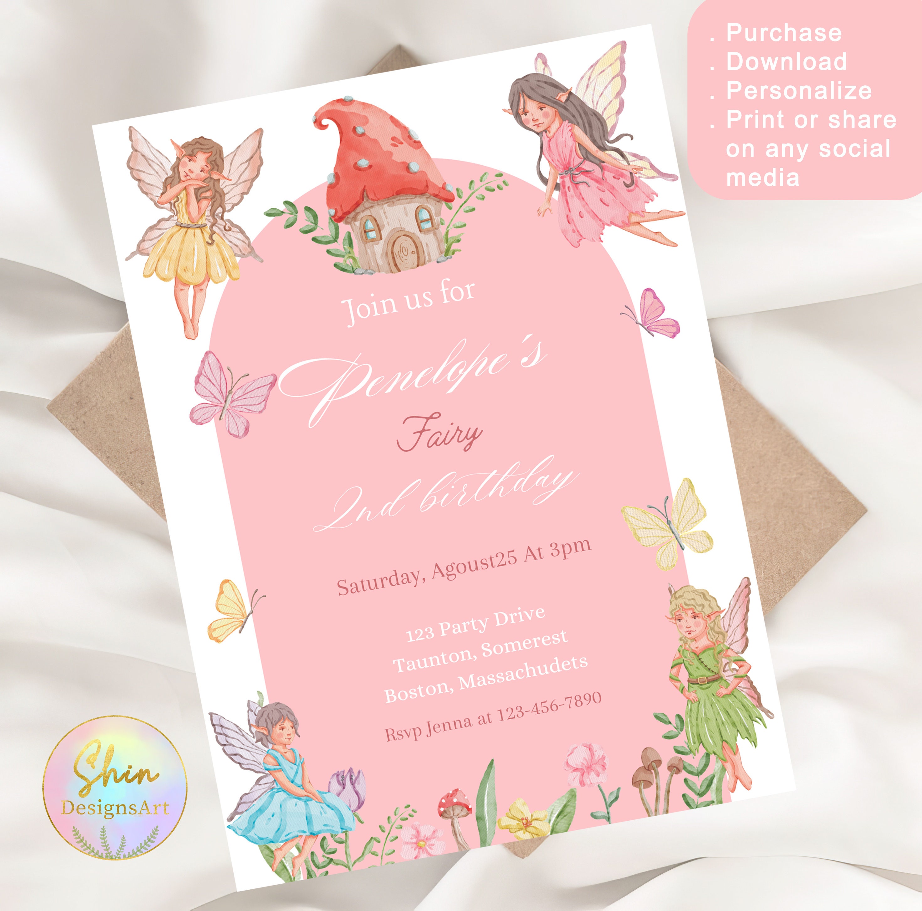Editable Fairy Tale Birthday Invitation Card, 2nd Party Invites for ...