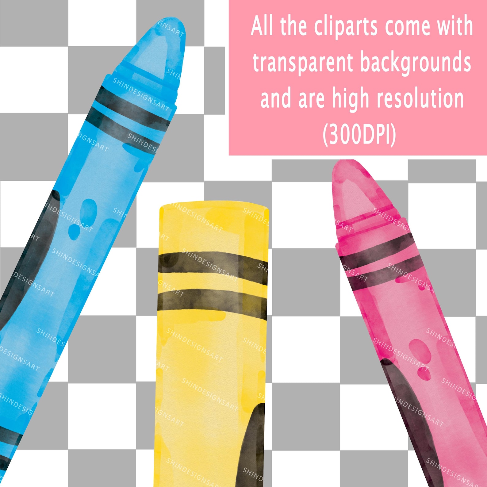 Watercolor Crayons Clipart, Art Supply Png, Graphic Images of Crayon ...