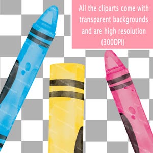 Watercolor Crayons Clipart, Art Supply Png, Graphic Images of Crayon ...