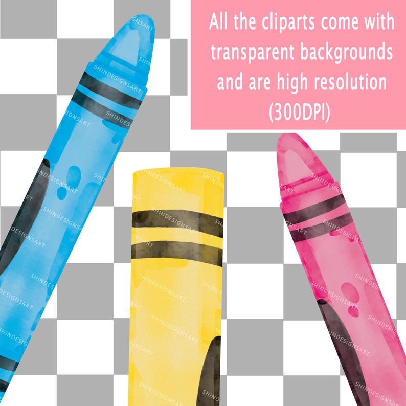 Watercolor Crayons Clipart, Art Supply Png, Graphic Images of Crayon ...