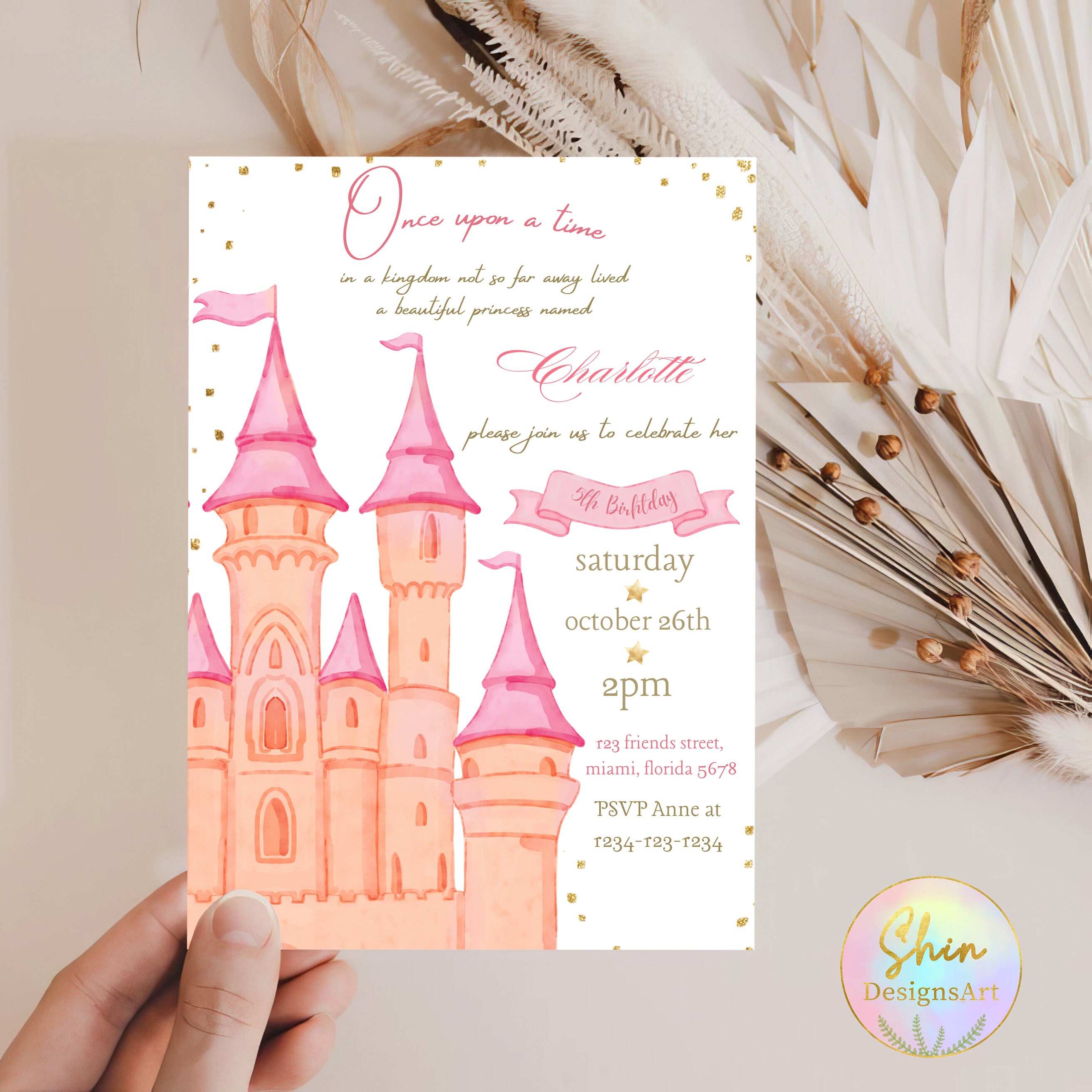 Princess Castle Invitation Template, Any Age Birthday Party Invite ...