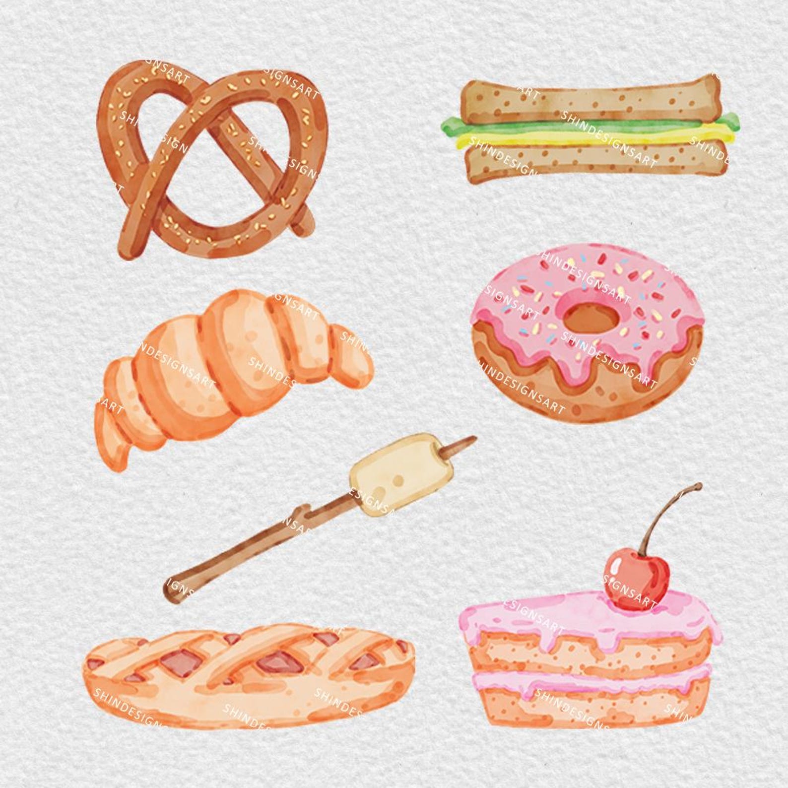 Printable Picnic Clip Art Bundle,watercolor Summer Picnic Element PNG ...