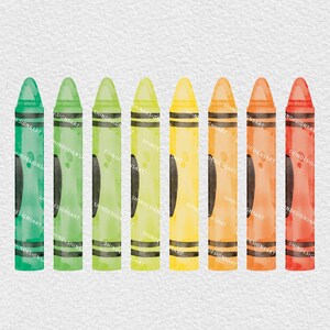 Watercolor Crayons Clipart, Art Supply Png, Graphic Images of Crayon ...