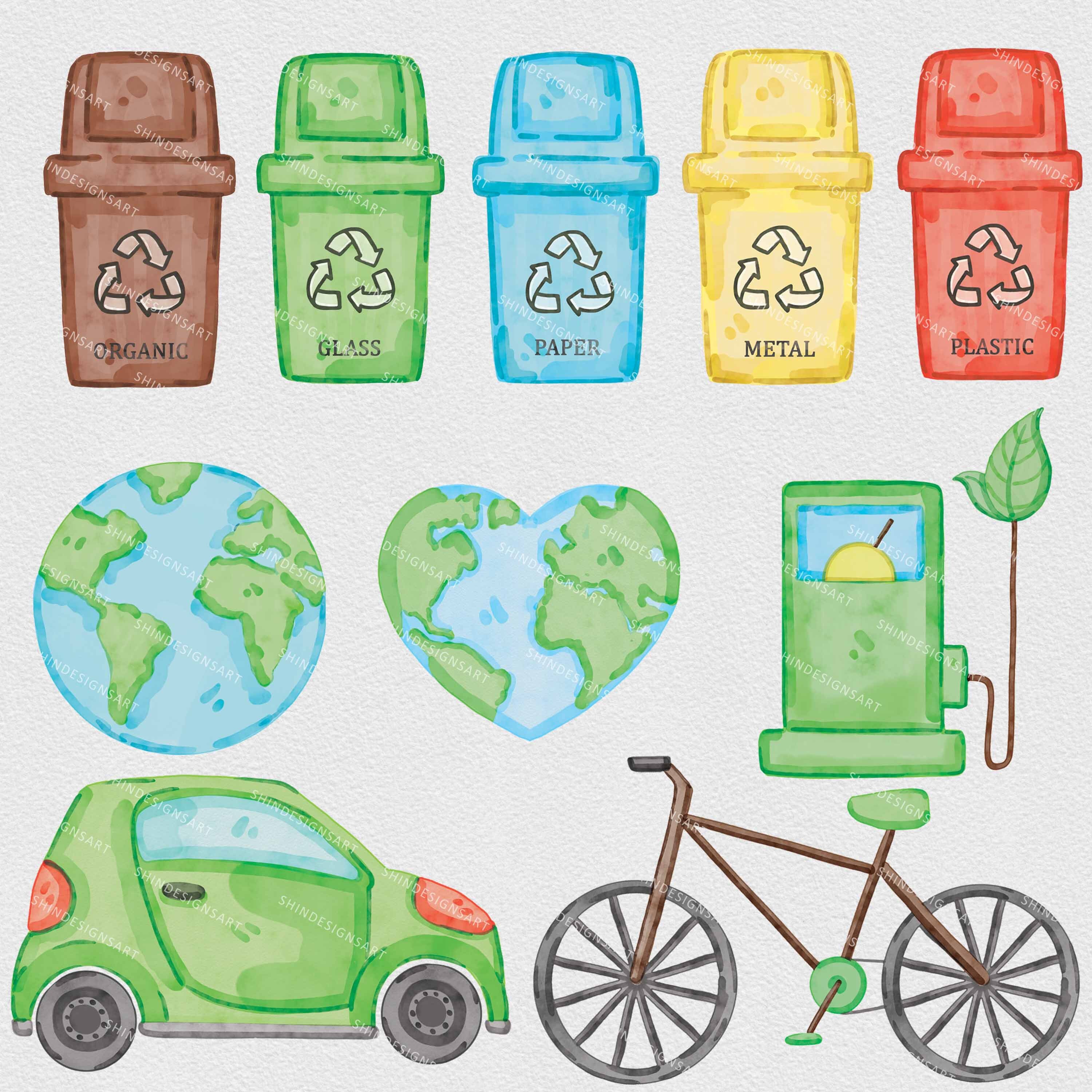 Earth Day Clipart Bundle, Transparent Background Images, Watercolor ...