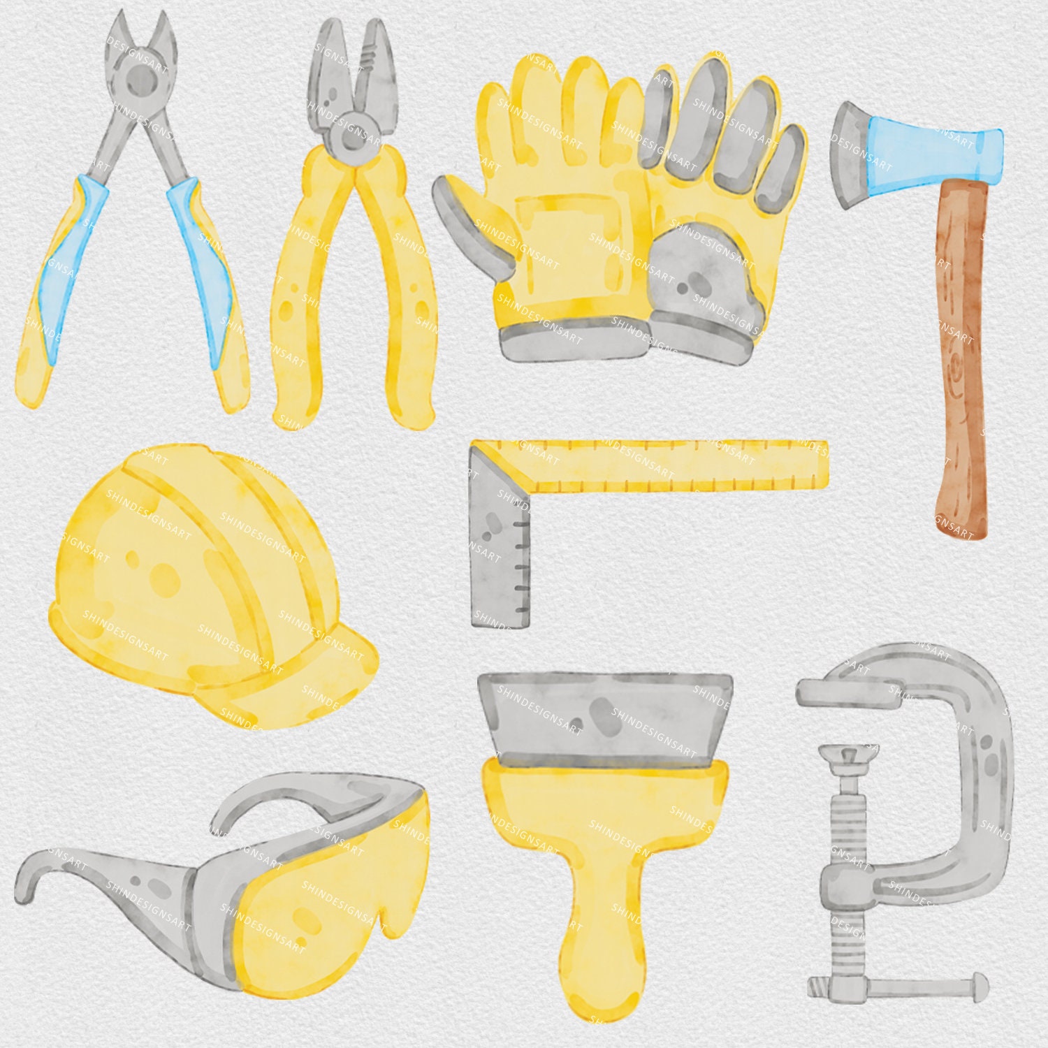 Watercolor Tools Clipart Set, Hand Tools Clipart, Tool Kit Clipart ...