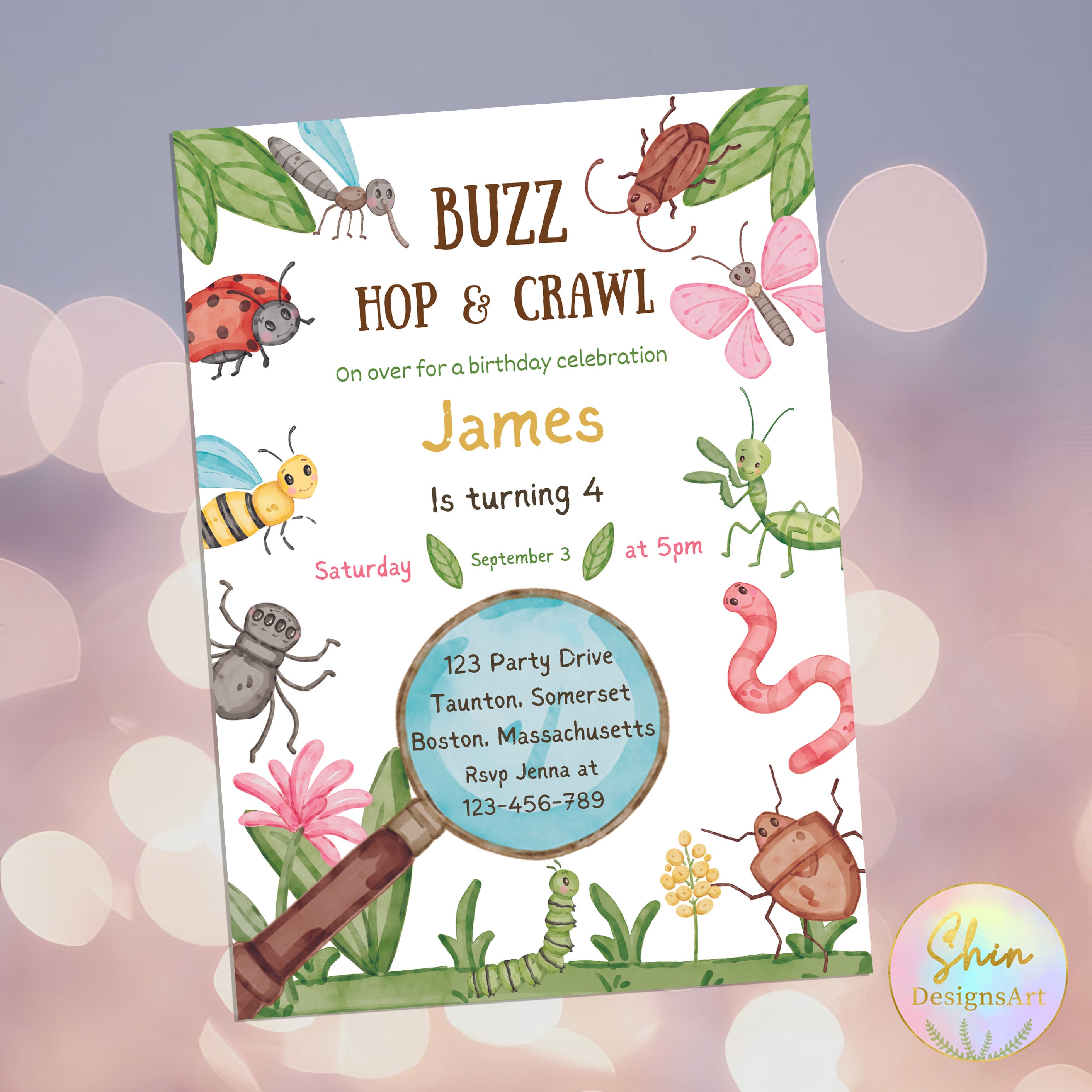 Bug Invitation for Boys, Insect Birthday Party, Out Door Nature ...